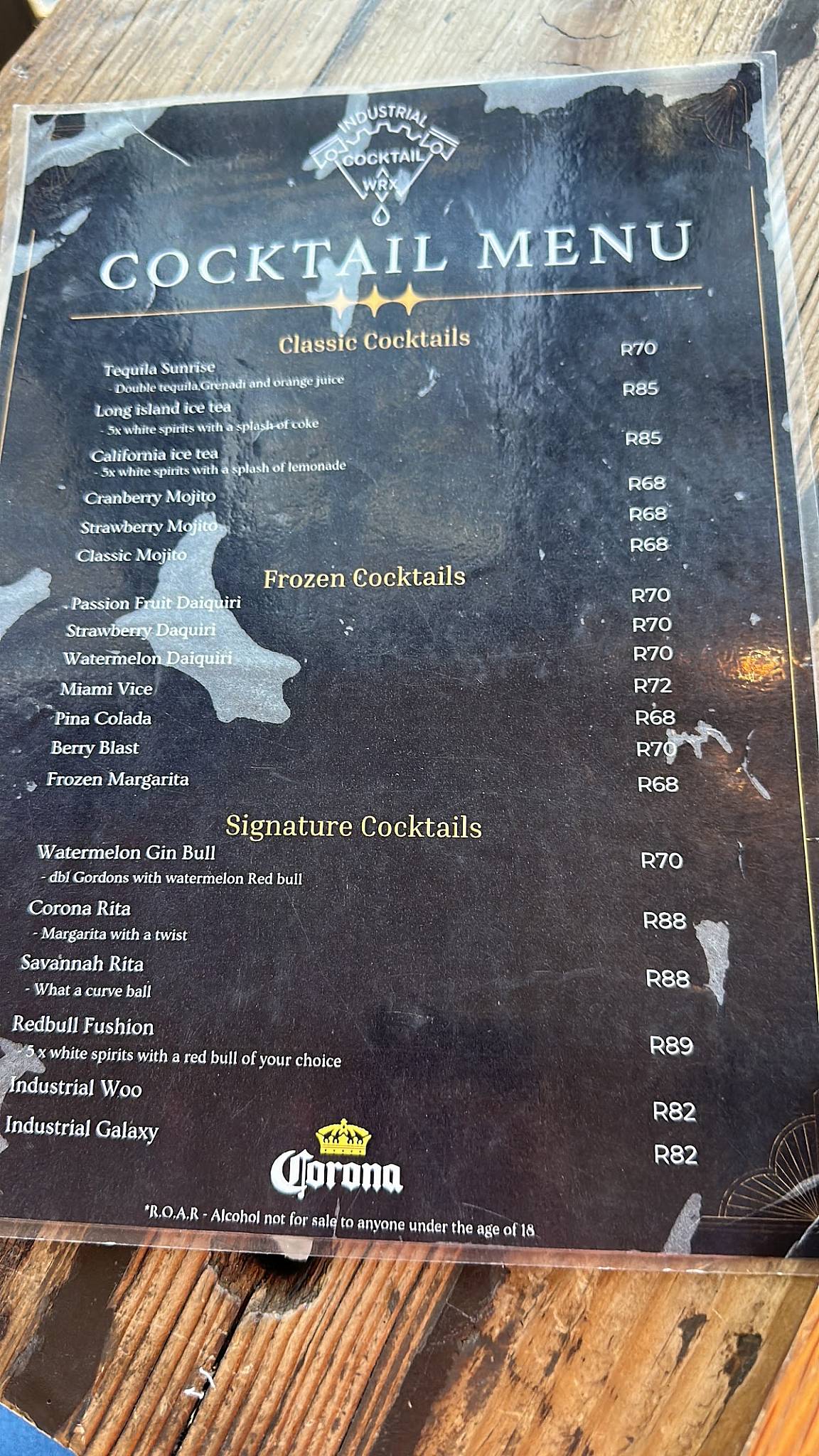 Menu at Industrial Works pub & bar, Centurion