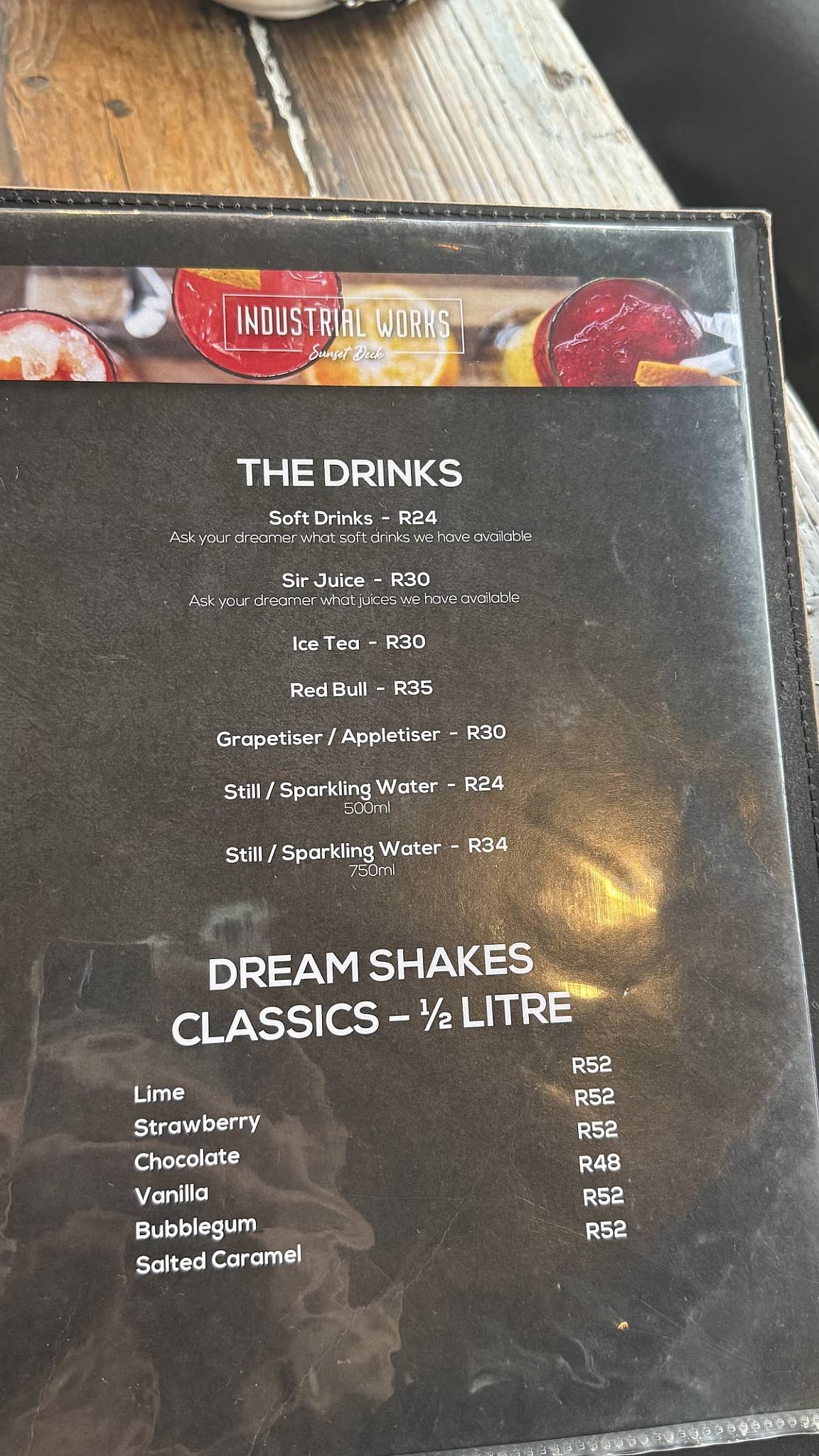 Menu at Industrial Works restaurant, Centurion