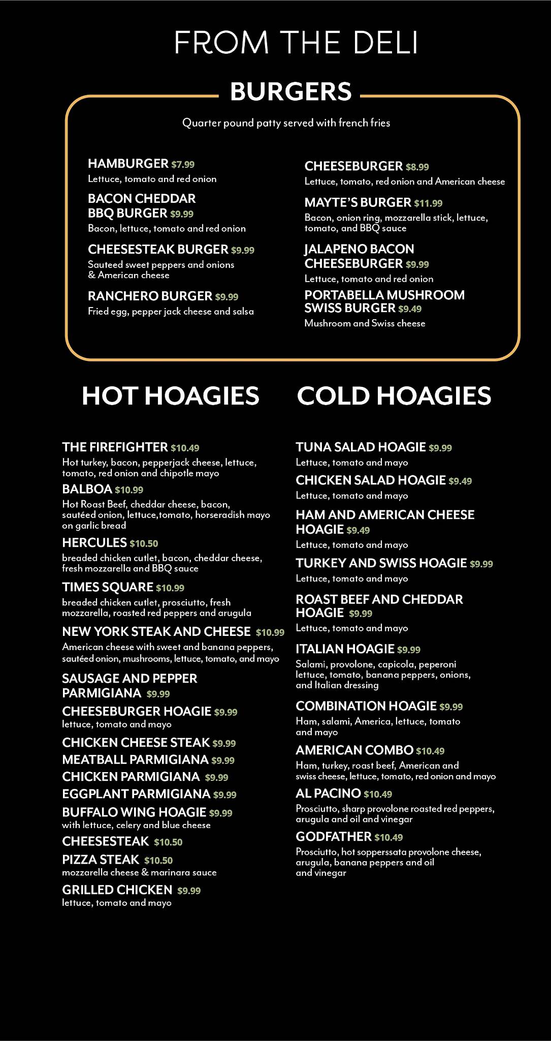 Menu at Isabella's Eatery restaurant, Mount Cobb