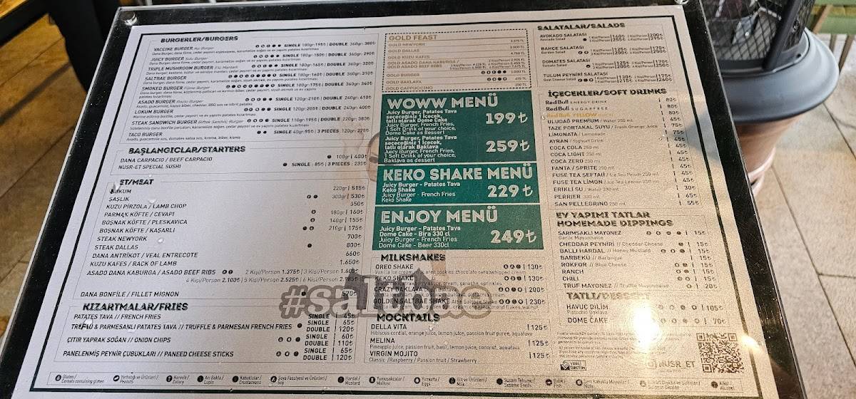 Menu at Saltbae Burger Galataport, Istanbul, Kılıçali Paşa Mahallesi ...