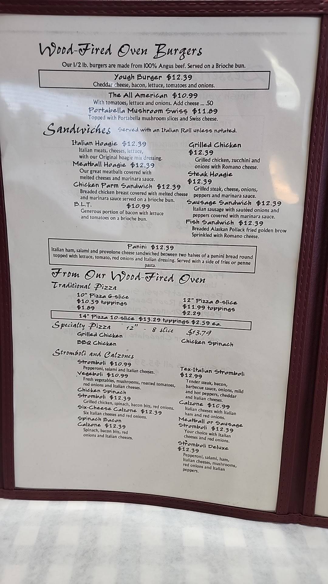 Menu at The New Italian Oven restaurant, Connellsville