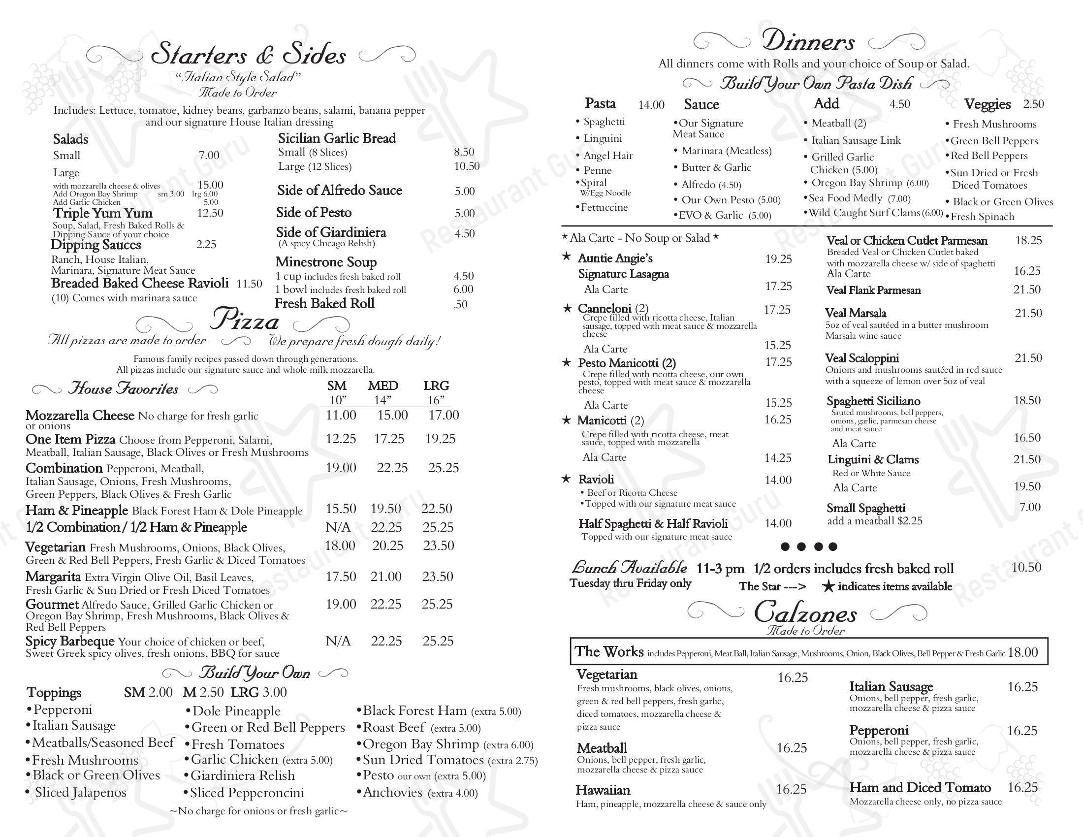 Menu at Italian To Go pizzeria, Nampa