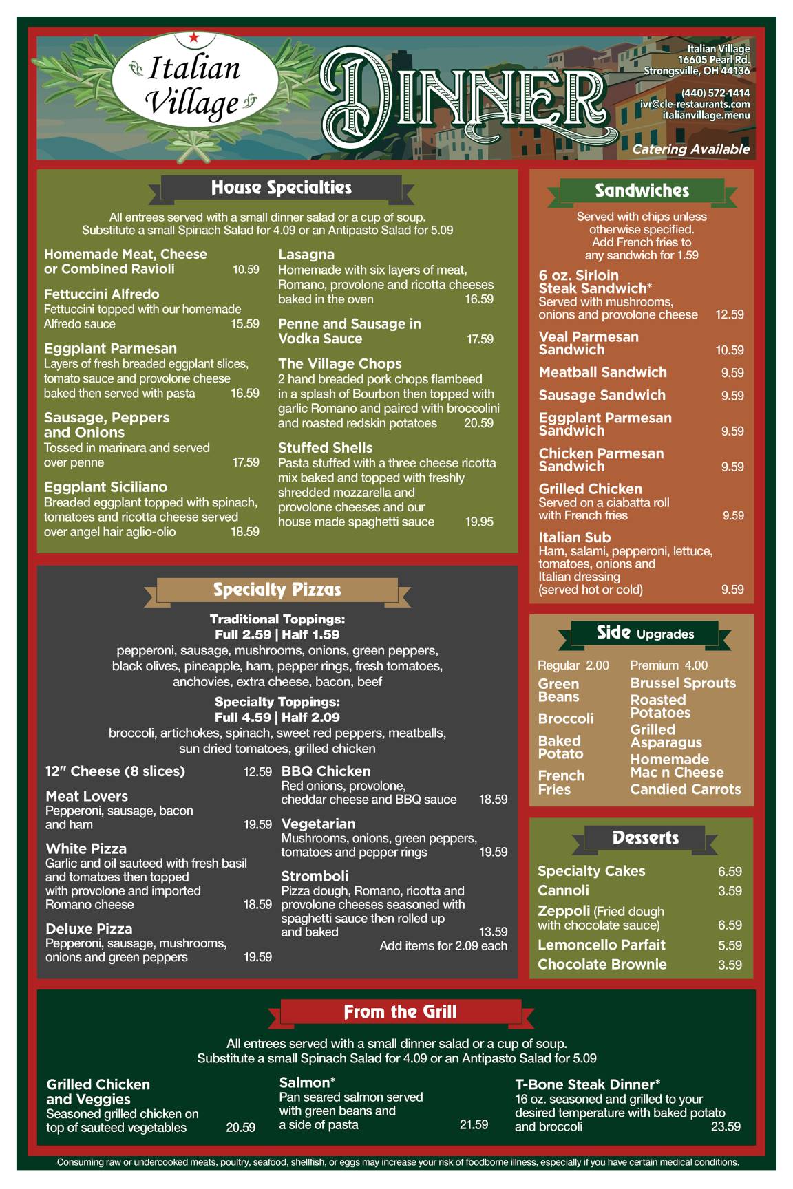 Menu at Italian Village Restaurant, Strongsville