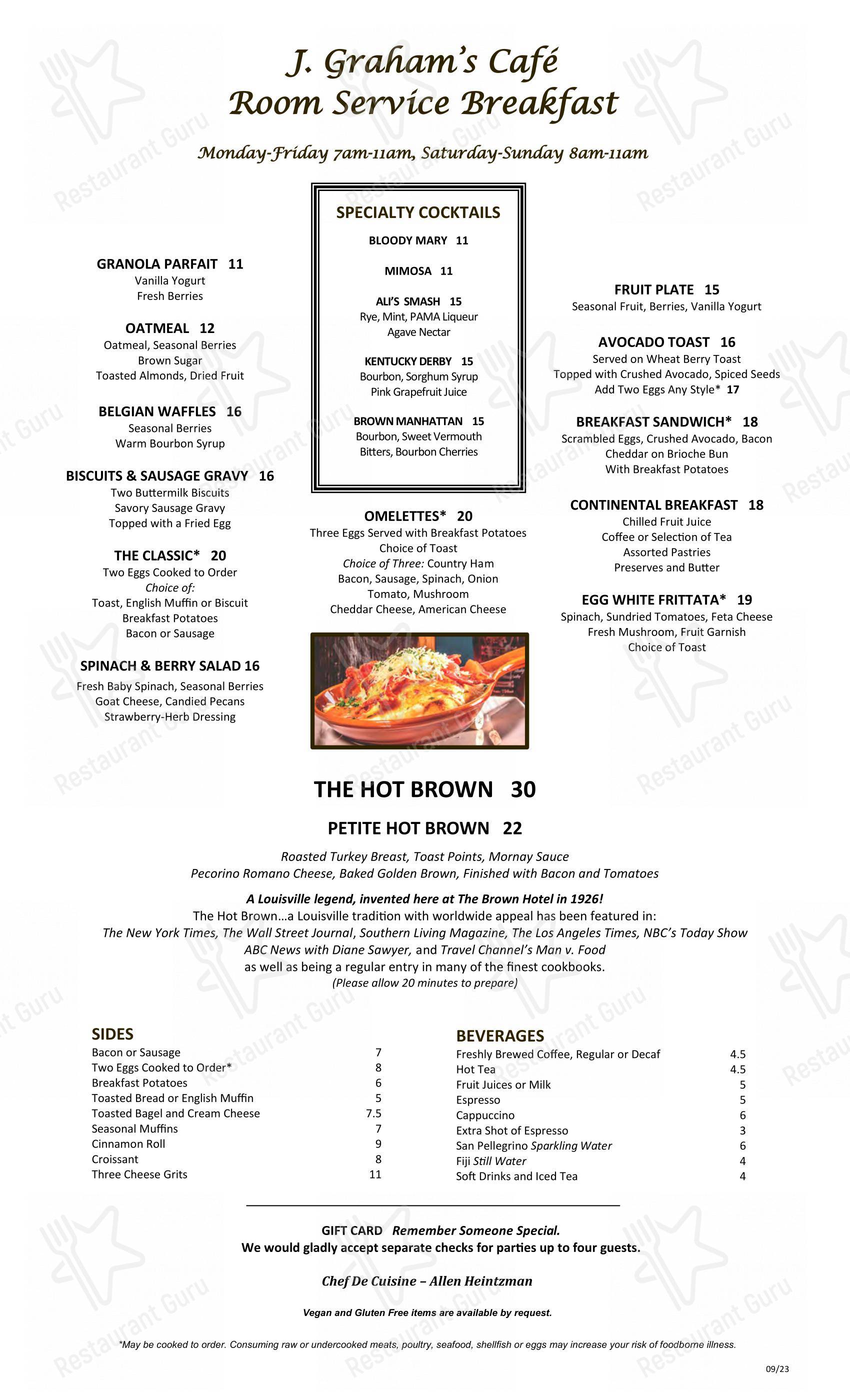 Menu at J Graham's Cafe, Louisville