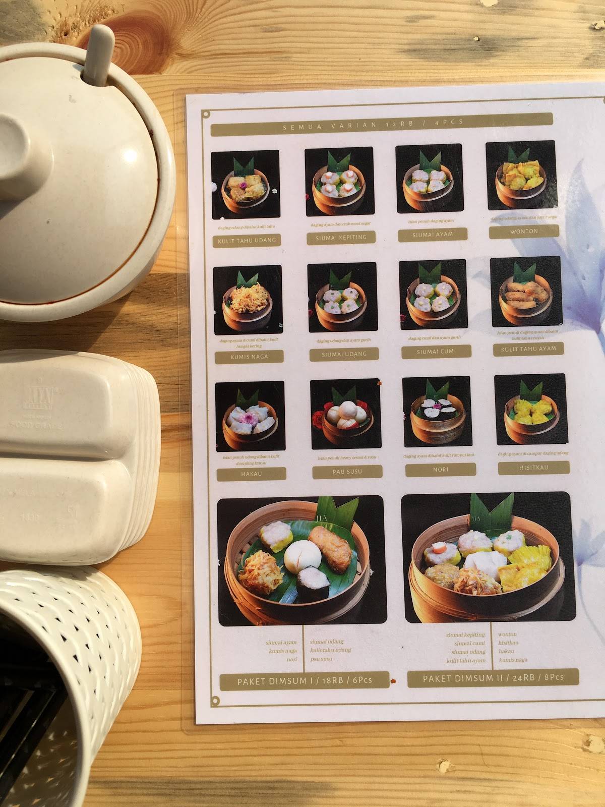 Carta del restaurante JIA Dimsum, Bandung