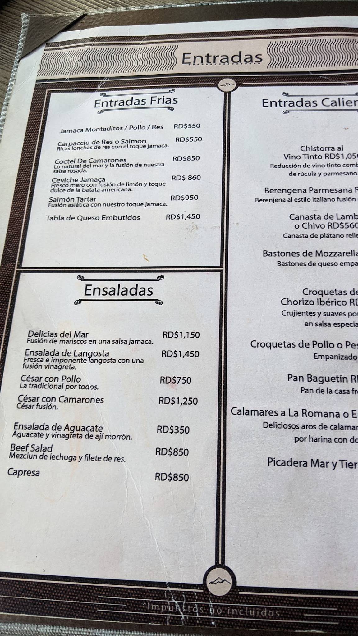 Menu at Jamaca de Dios Restaurant, Jarabacoa, Carretera Palo Blanco