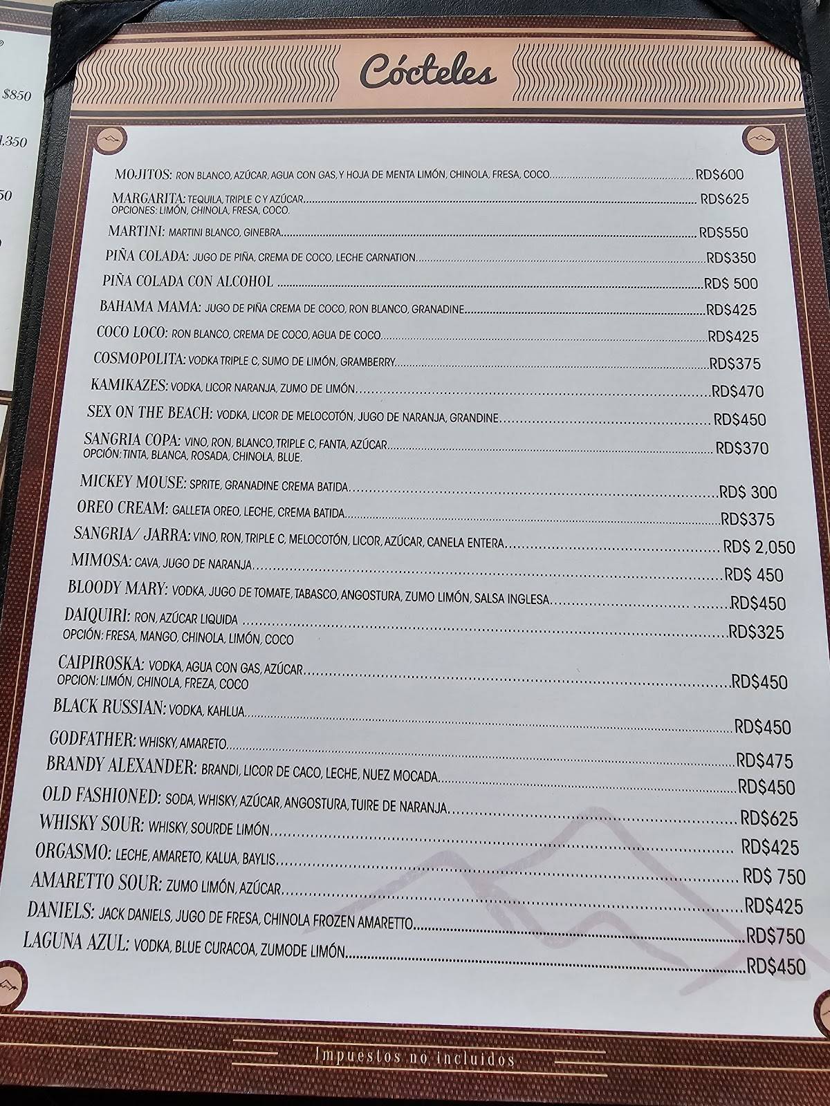 Menu at Jamaca de Dios Restaurant, Jarabacoa, Carretera Palo Blanco