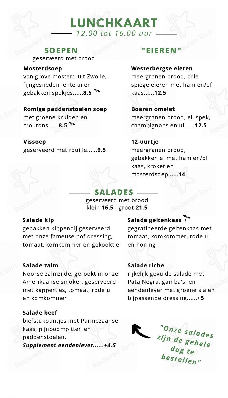 Menu at Jan Patat, Hoogeveen, Boekenberghstraat 15