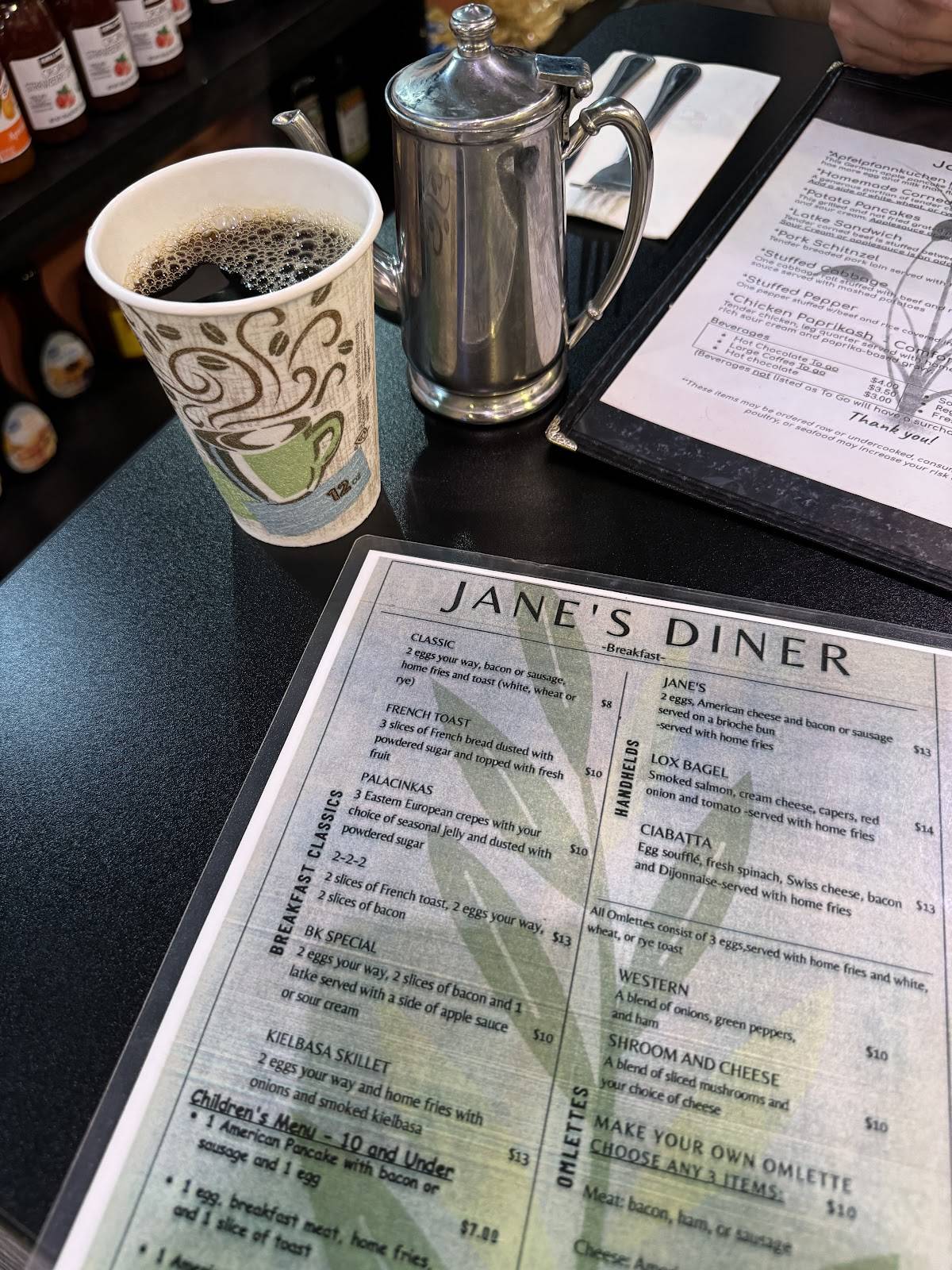 Menu at Jane's Diner, Medina