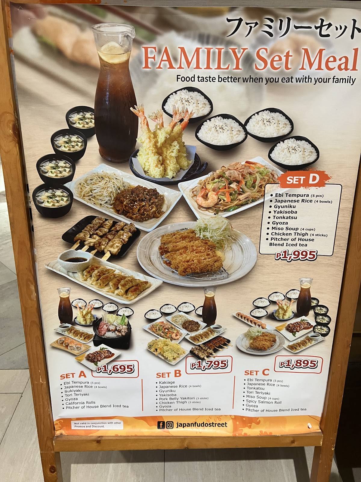 Menu at Japan Fūdo Street restaurant, Parañaque