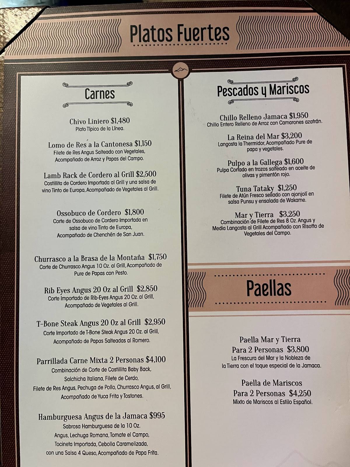 Menu at Jamaca de Dios Restaurant, Jarabacoa, Carretera Palo Blanco