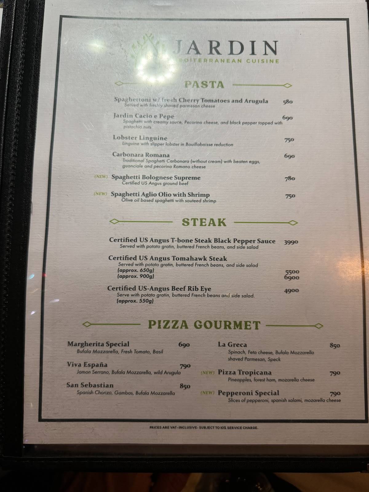 Menu at Jardin Mediterranean Restaurant, Iloilo City