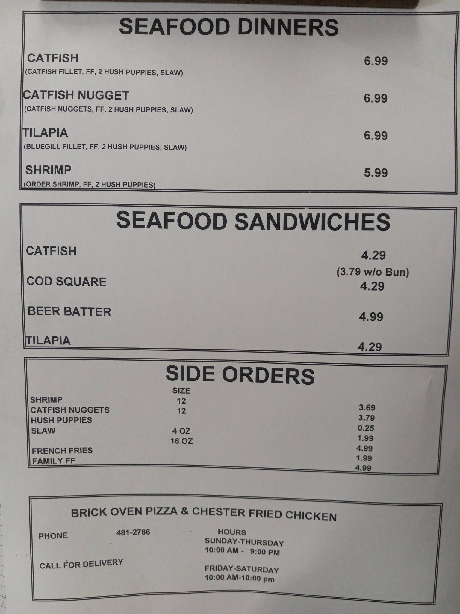 Menu at Brick Oven Pizza pizzeria, Jasper, Third Ave