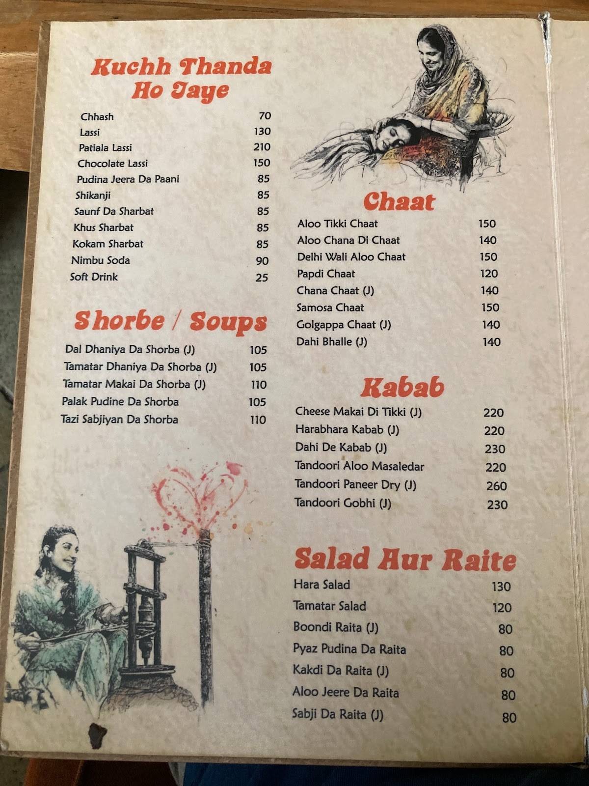 Menu at Jassi De Parathe, Ahmedabad, 106