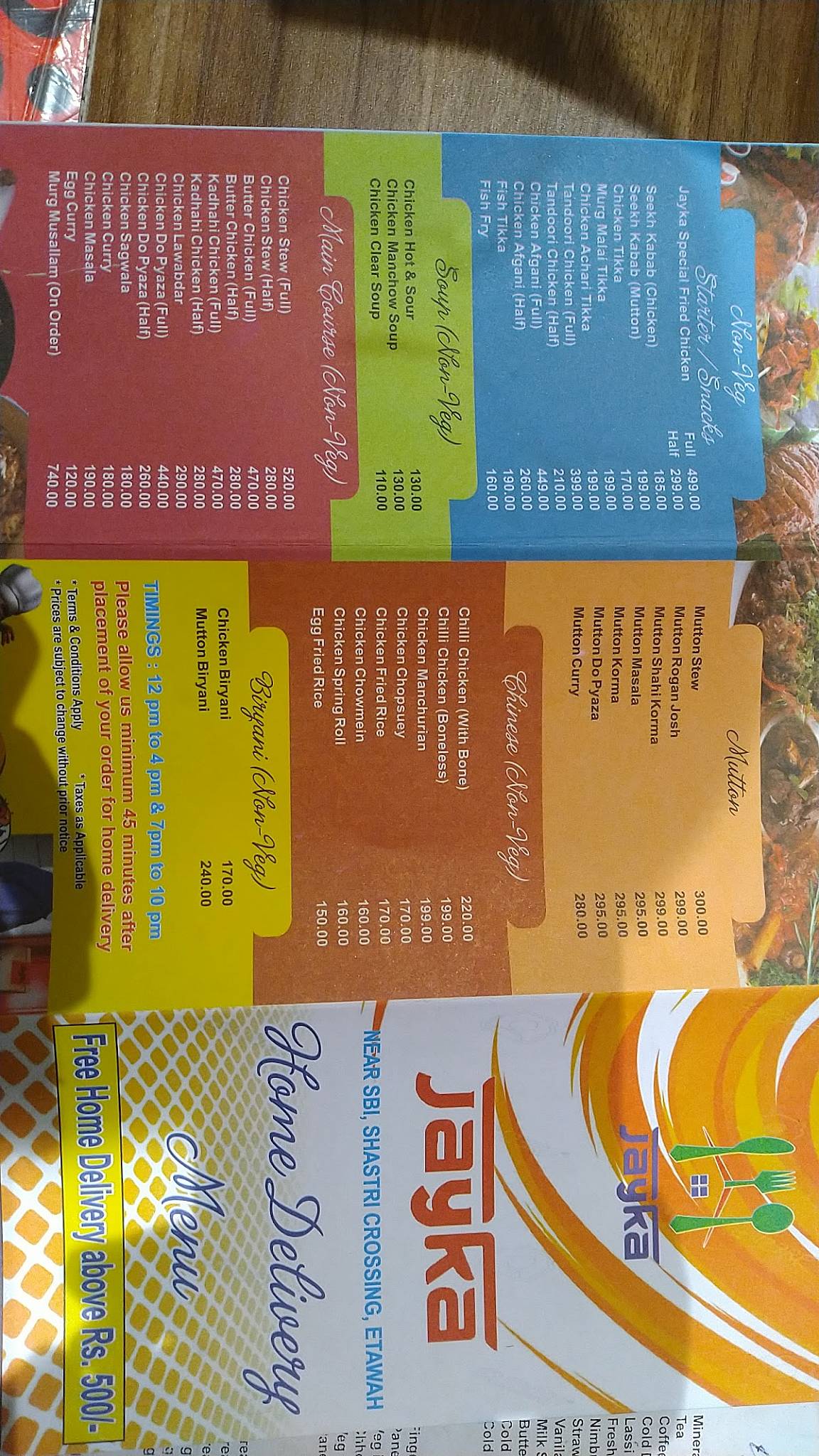 Menu at Jayka Restaurant, Etawah, Near SBI
