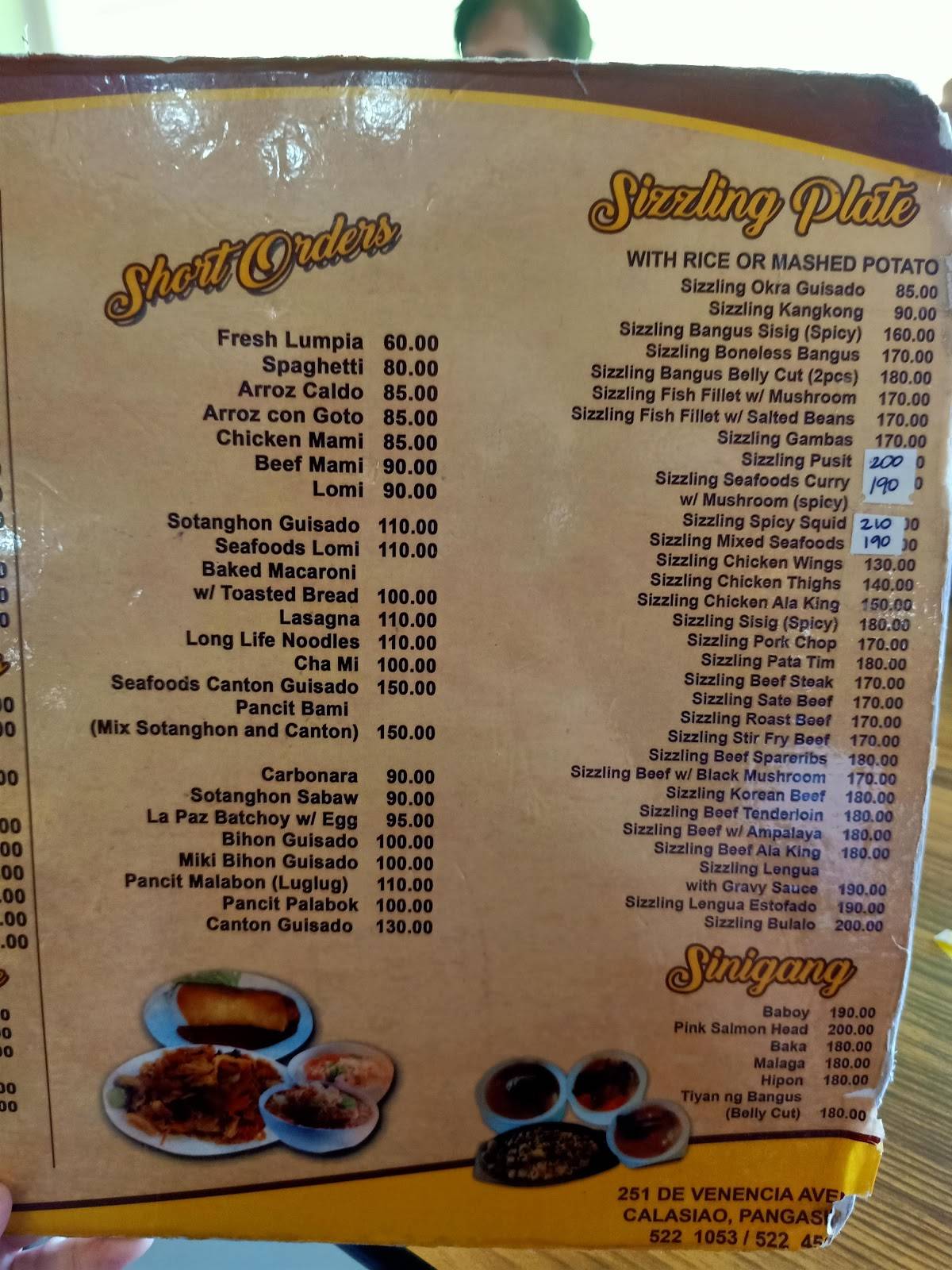 Menu at Jech's Bakery & Restaurant, Dagupan