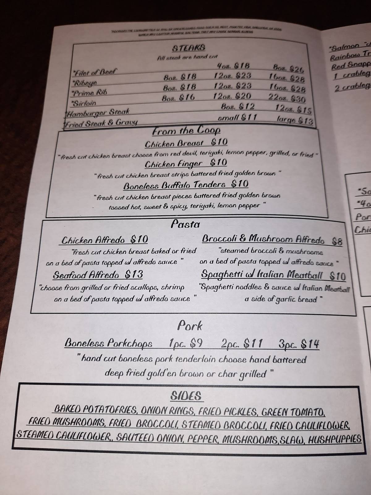 Menu at Jimmy's Steak and Seafood steakhouse, Jackson