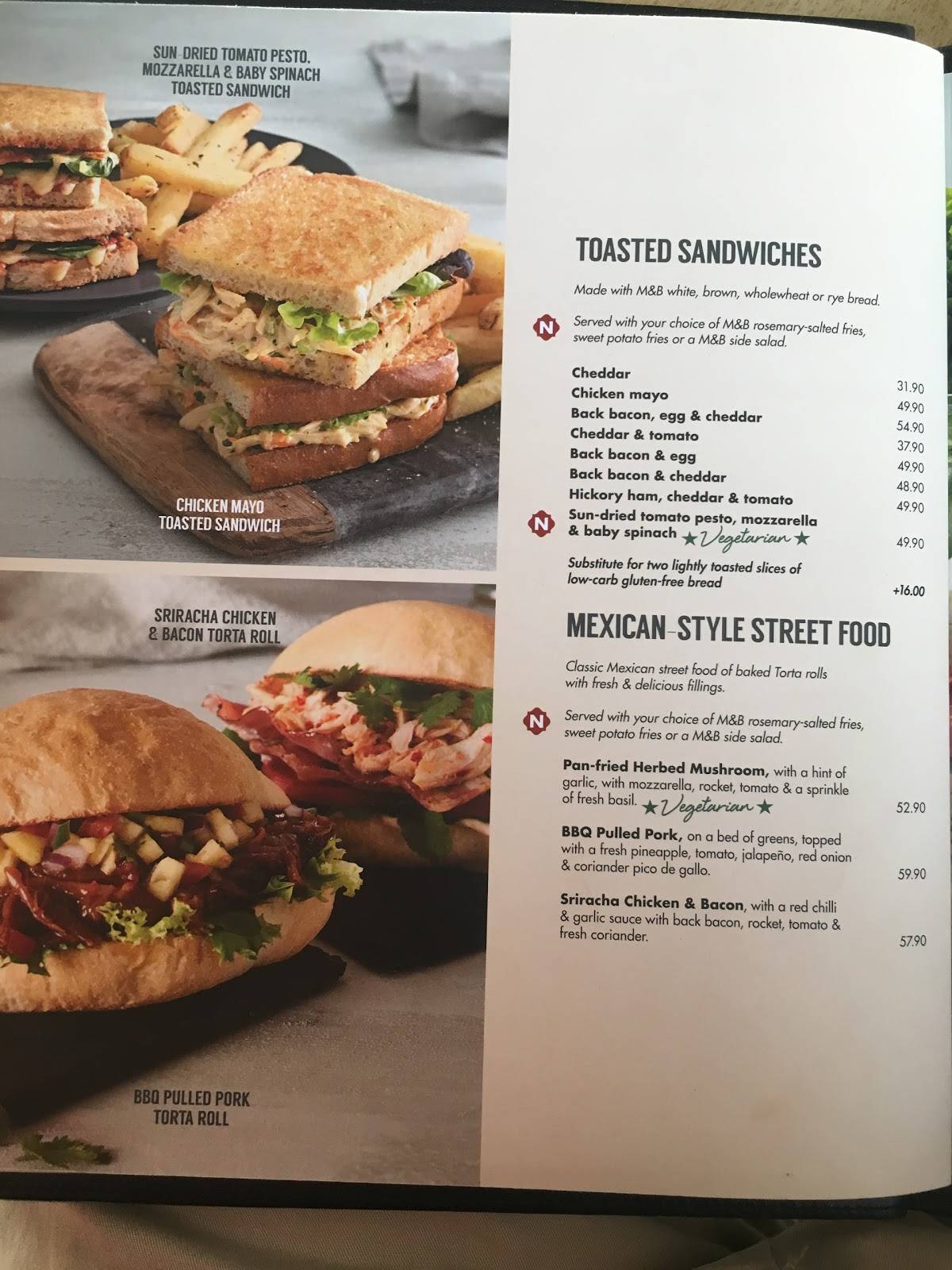 Menu at Mugg & Bean restaurant, Randburg, Boskruin Village