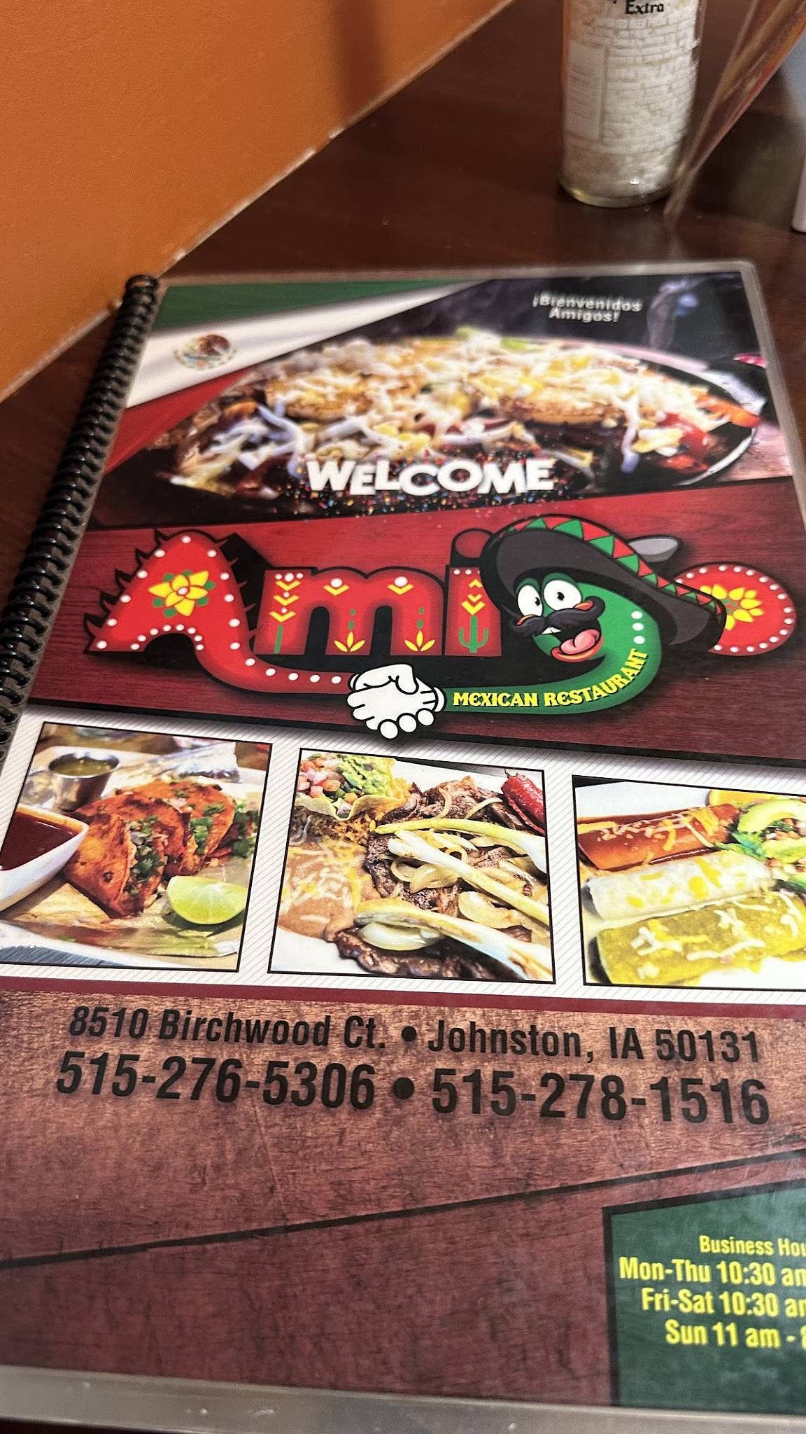 Menu at Amigo Mexican Restaurant, Johnston