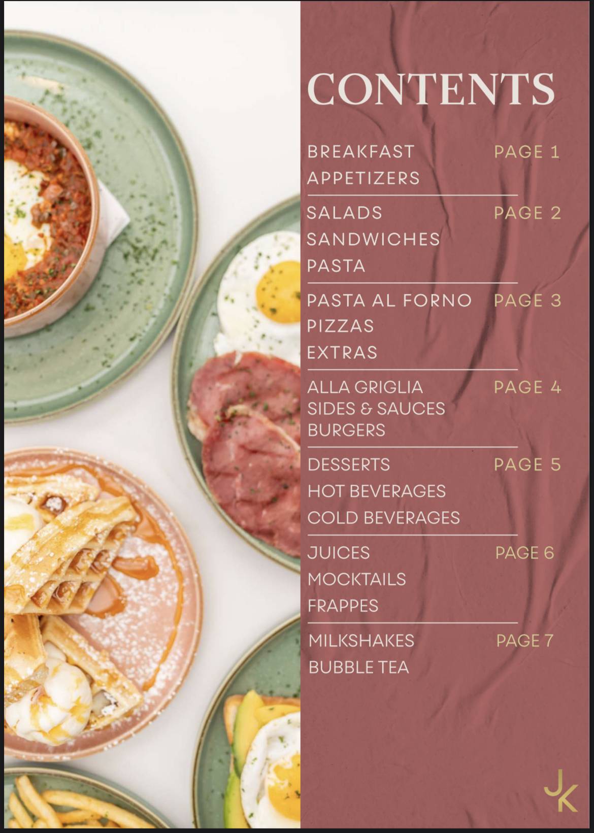 Menu at Judy's Kitchen restaurant, Vereeniging