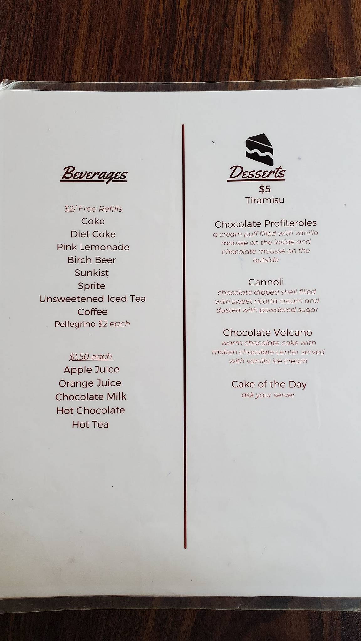 Menu at Julliano's Brick Oven Pizza pizzeria, Laytonsville