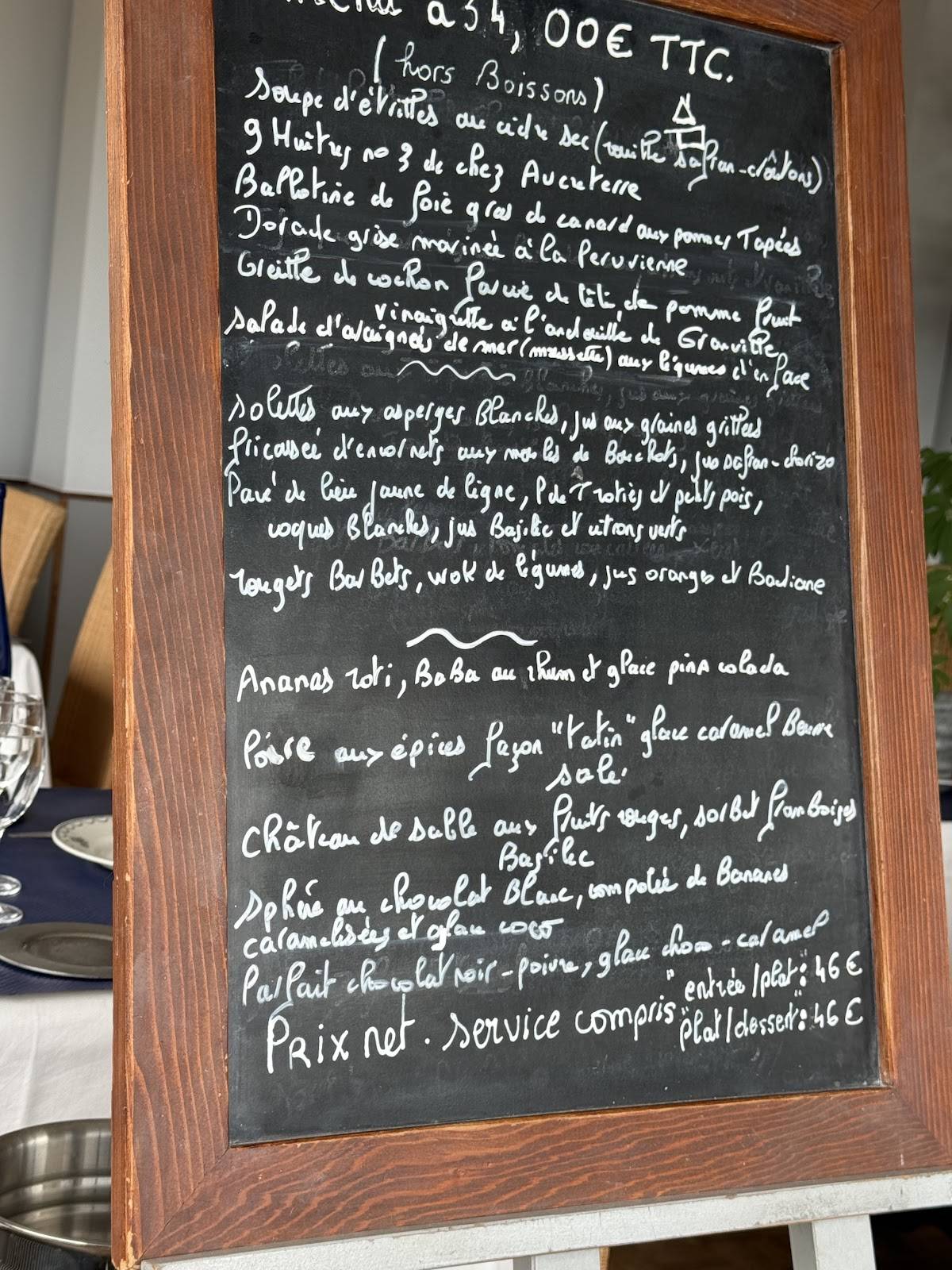 Menu au La Promenade restaurant, Jullouville