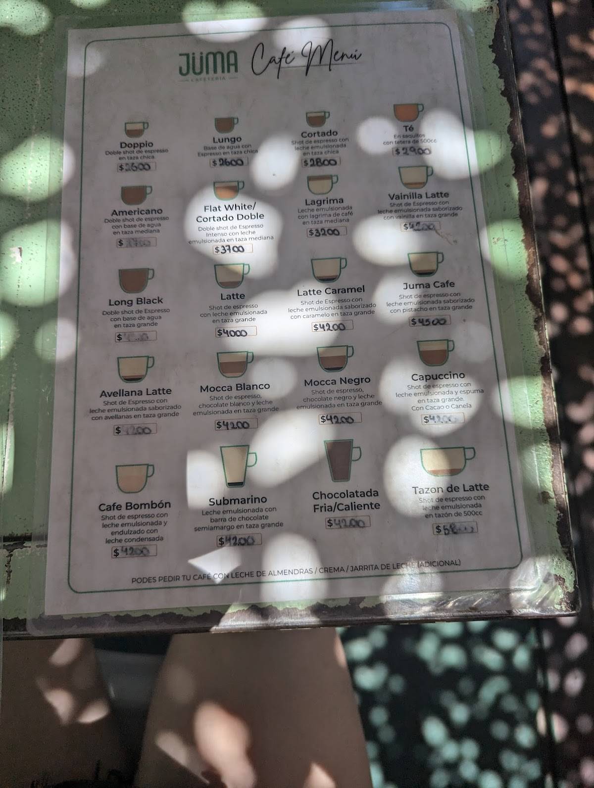 Carta de Juma Cafeteria, Lomas de Zamora