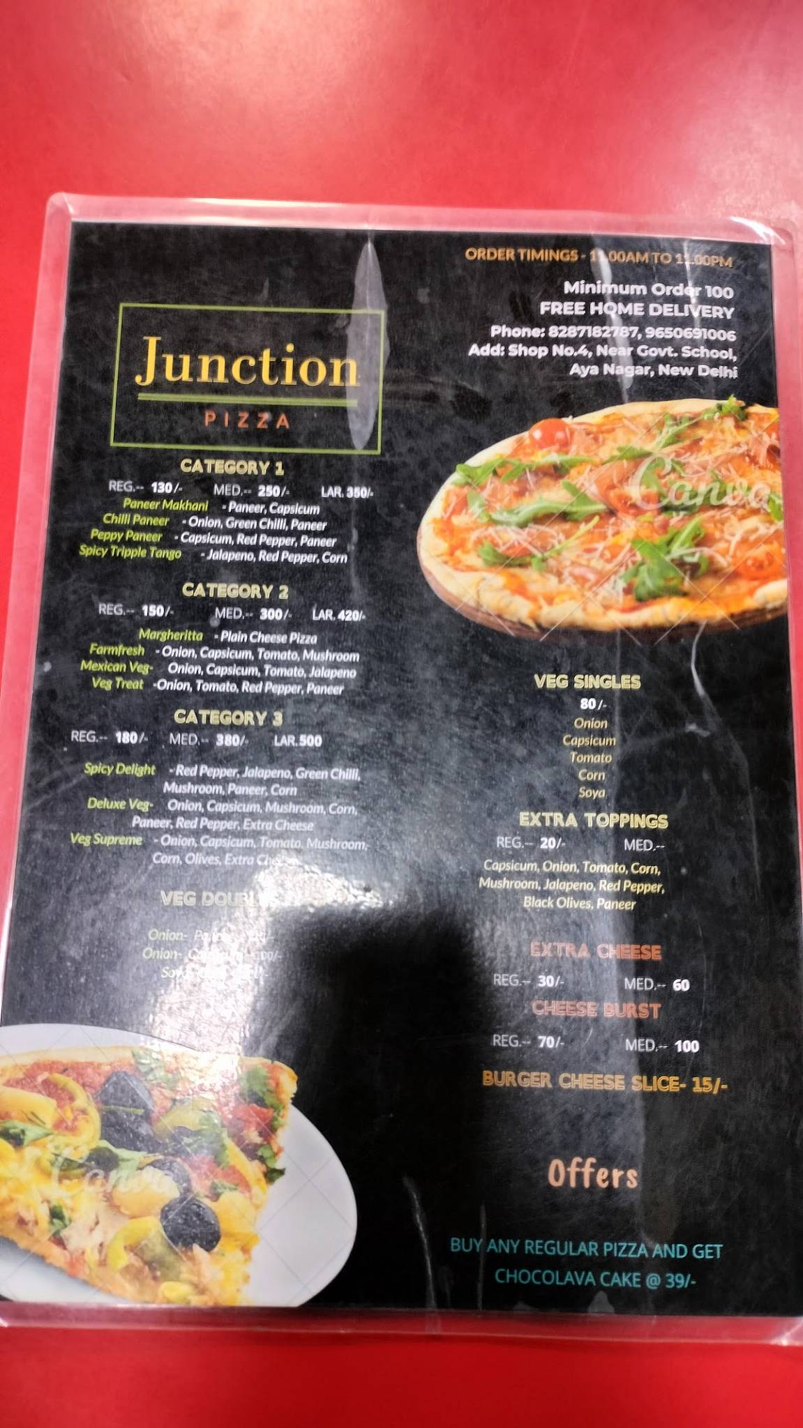 Menu at Junction pizza, New Delhi, Shop No. 4
