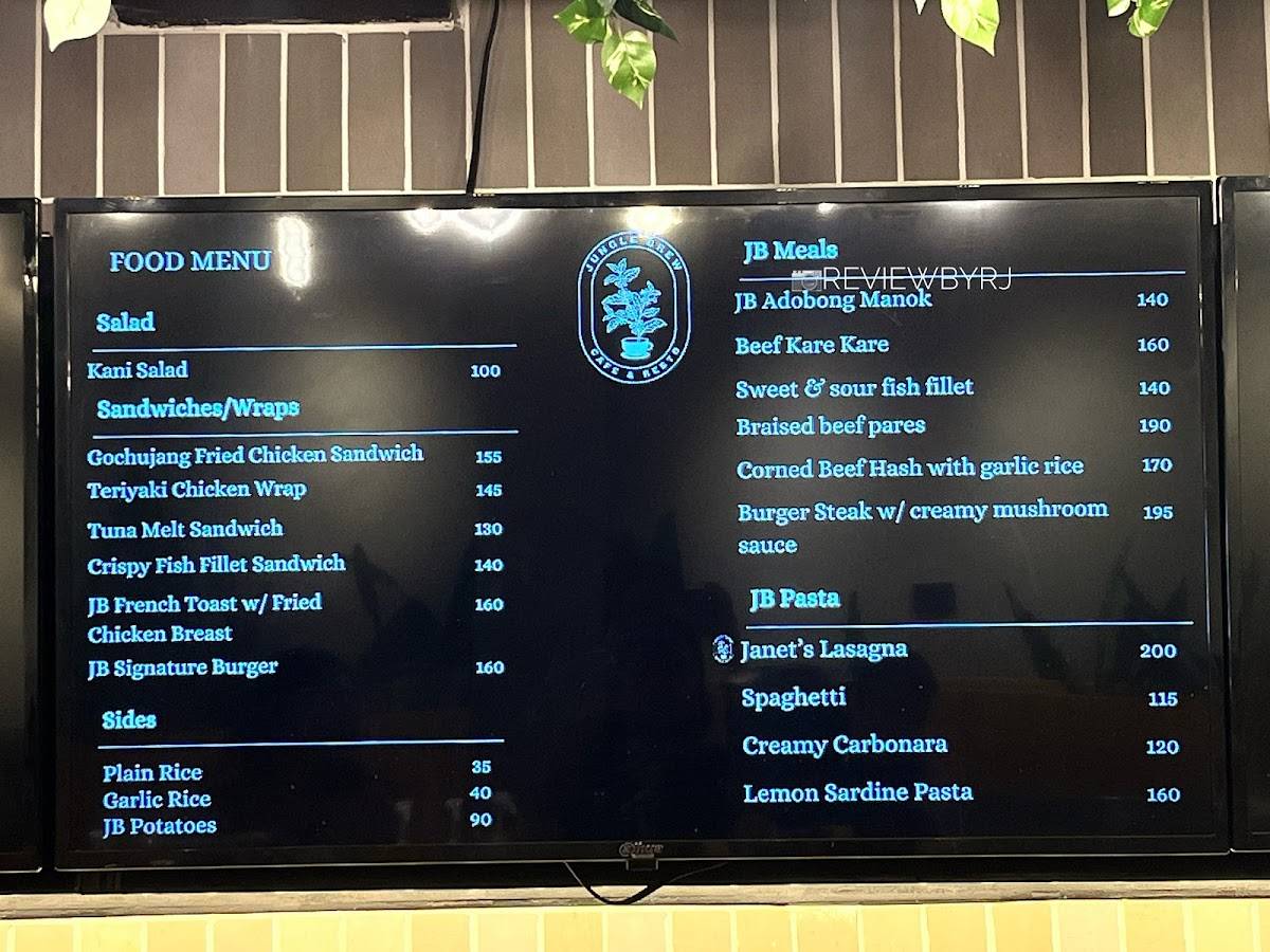 Menu at Jungle Brew Cafe and Resto, Parañaque