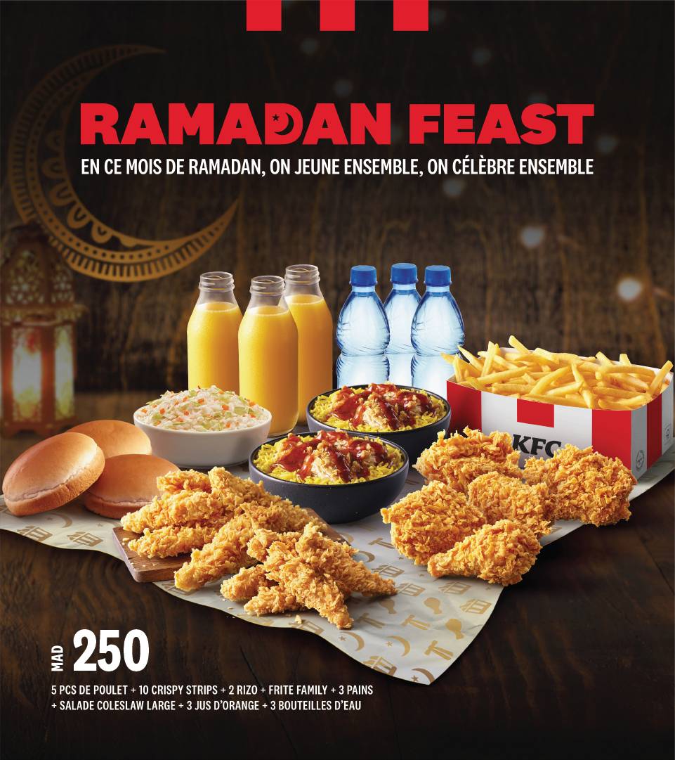 Menu at KFC restaurant, Casablanca, Bd Ghandi