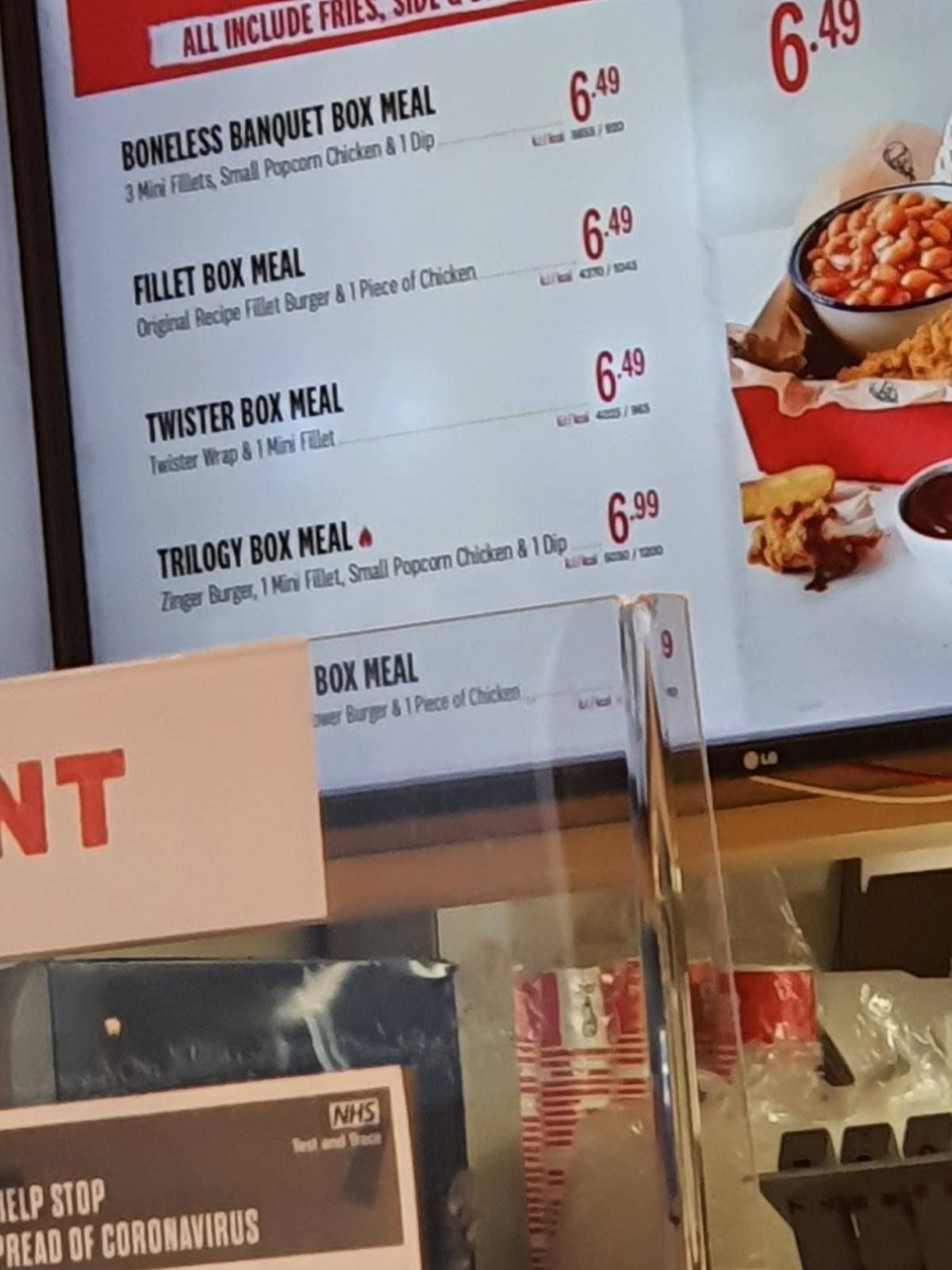 Menu at KFC Durham Mercia Retail Park restaurant, Durham, Pod A