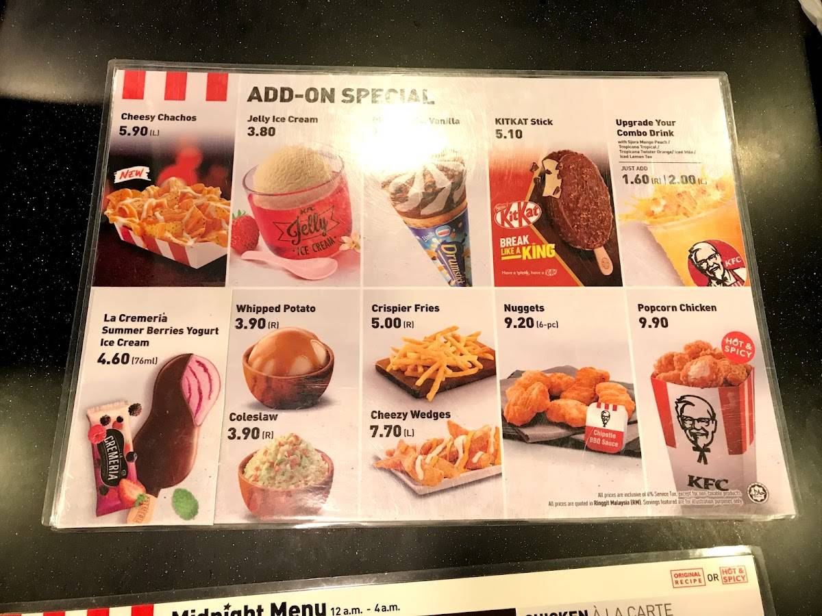 Menu at KFC Genting Highlands (Genting Grand Hotel) restaurant, Genting ...