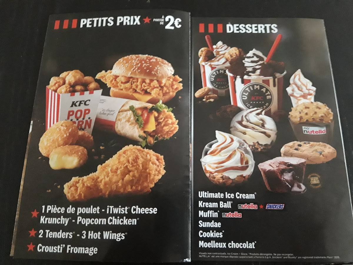 Menu au KFC Lorient fast food, Lorient, 2 Rue des Micocouliers