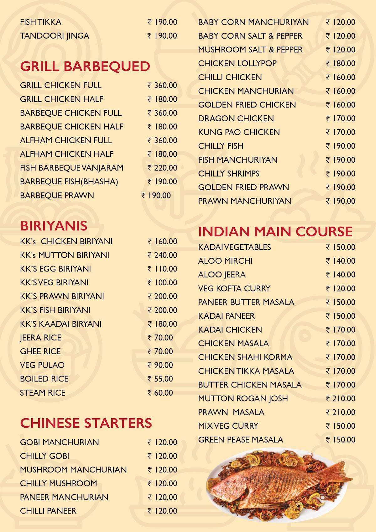 Menu at KK Biriyani - Multi Cuisine Family Restaurant - Koyambedu, Chennai