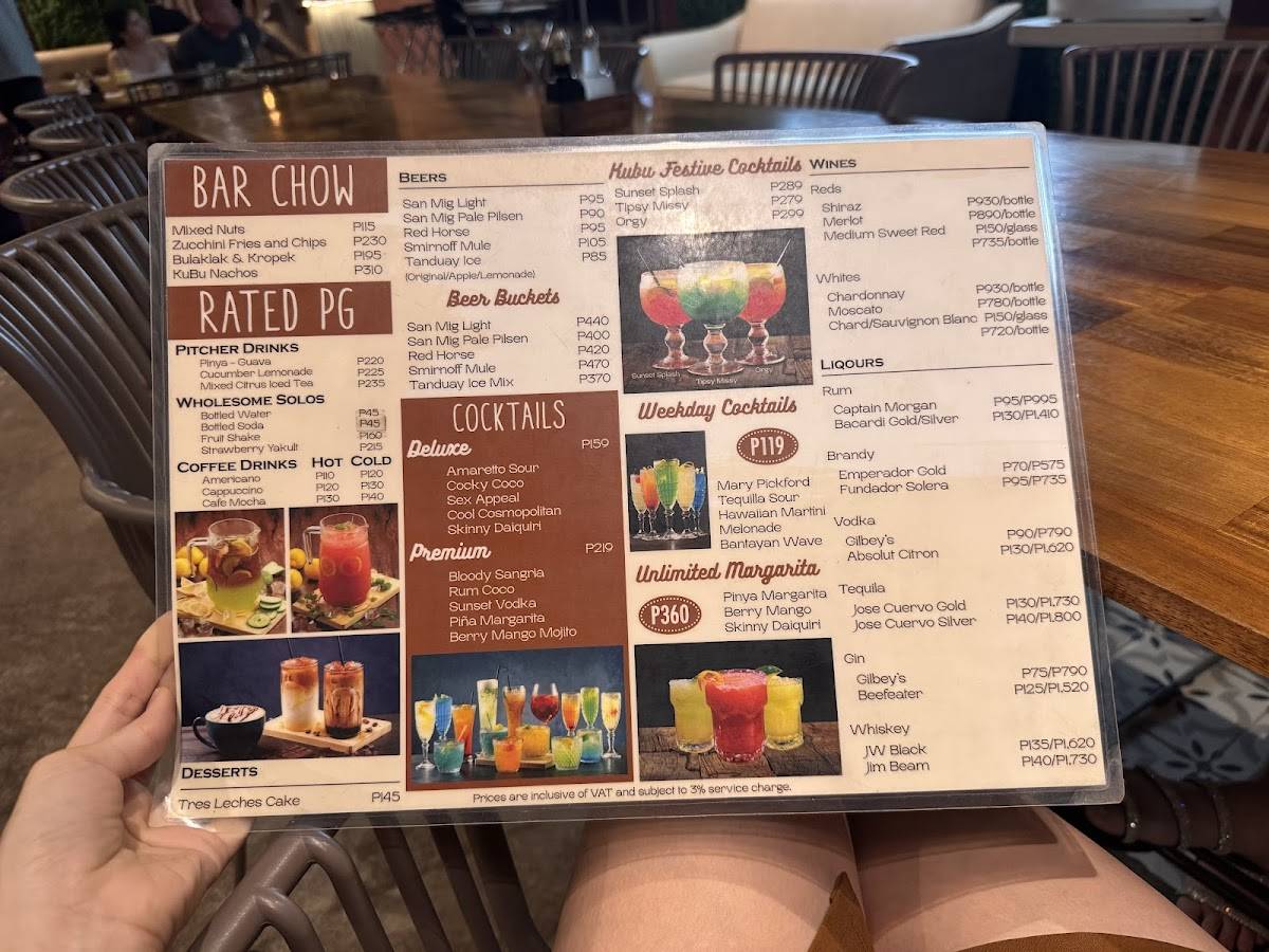 Menu at KUBU Restaurant + Bar, Cebu City