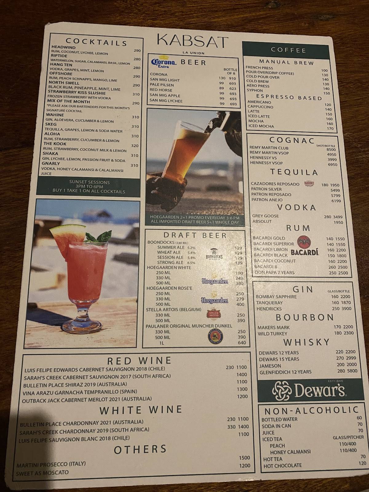 Menu at Kabsat La Union restaurant, San Juan