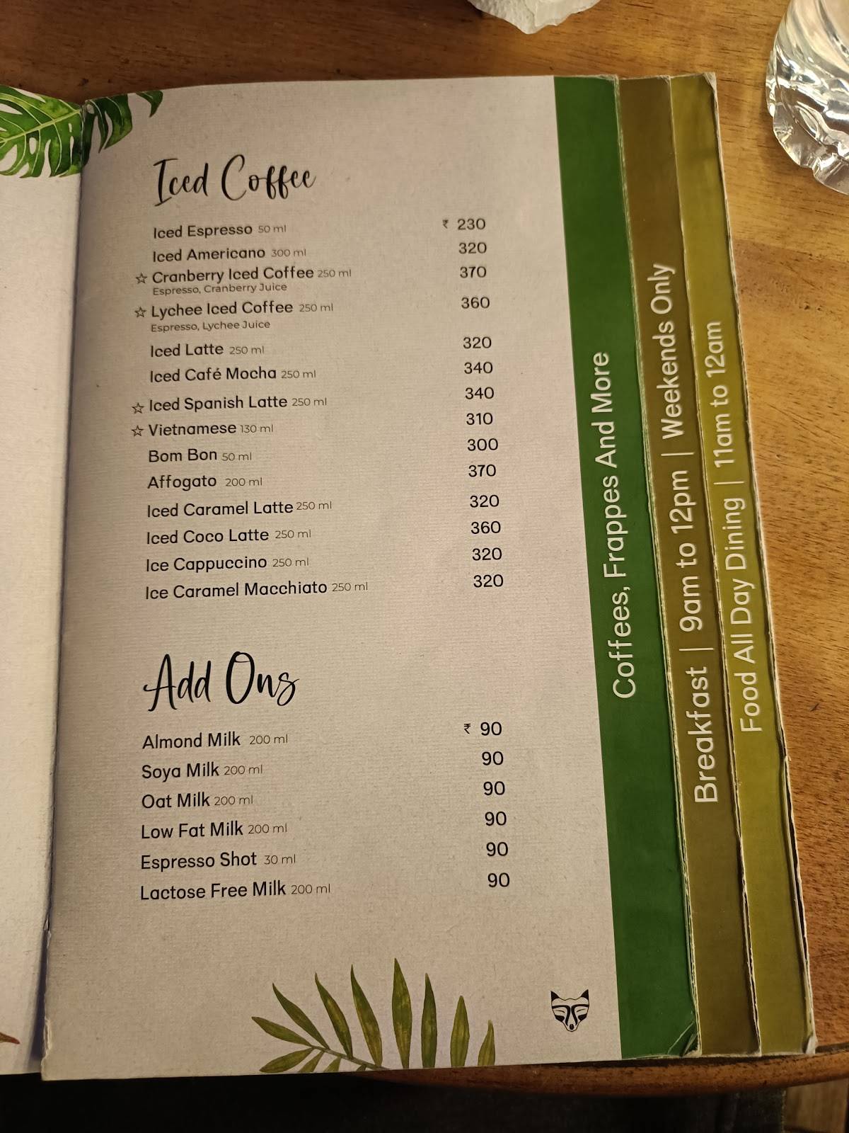 Menu at Kaffa Coffee Roasters, Ahmedabad, Kaffa Coffee Roasters oppo Atira