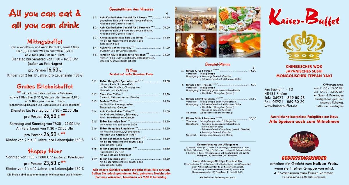 Speisekarte von Kaiser Buffet Restaurant, Rheine