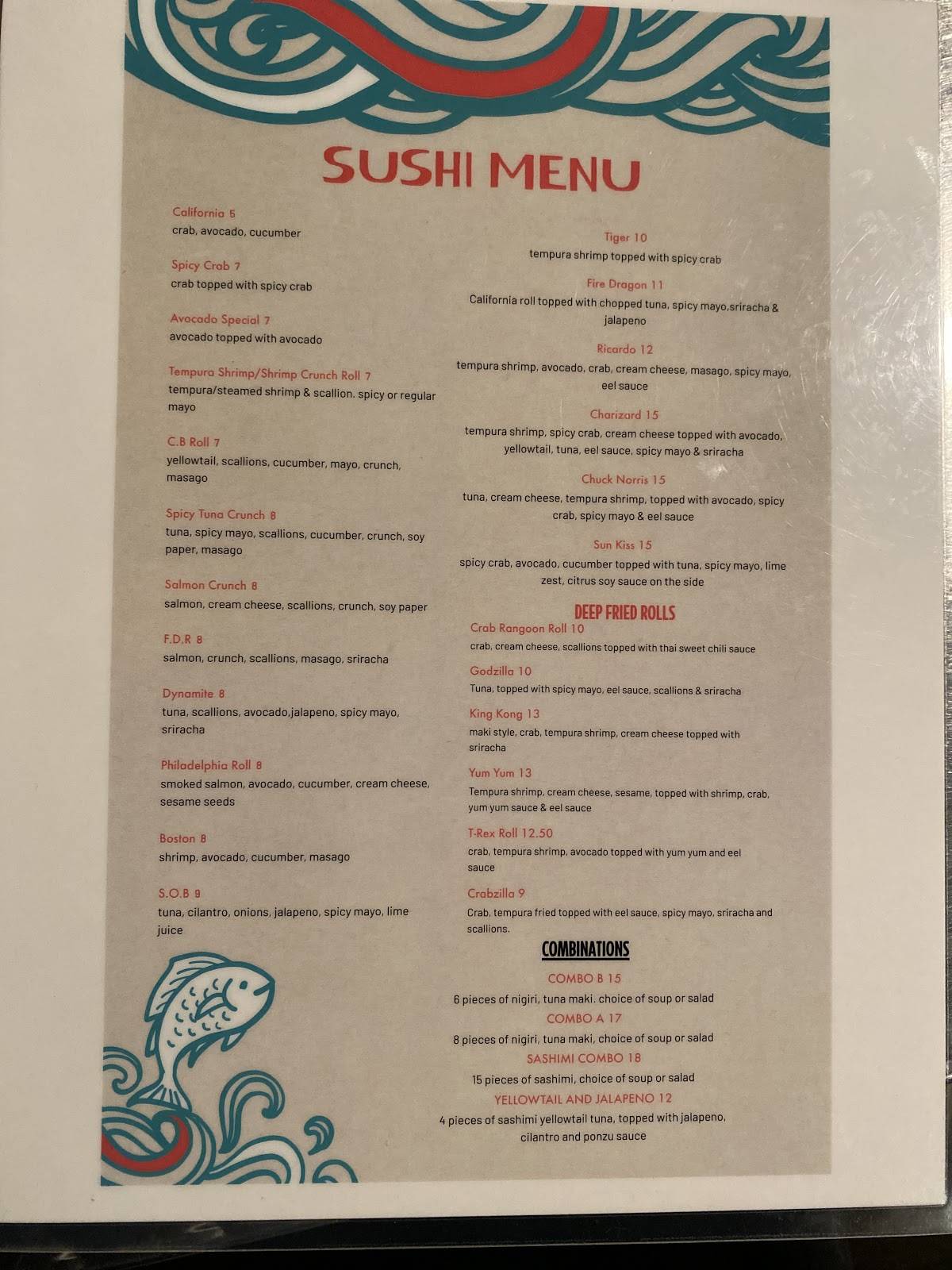 Menu at Kanpai restaurant, Evansville