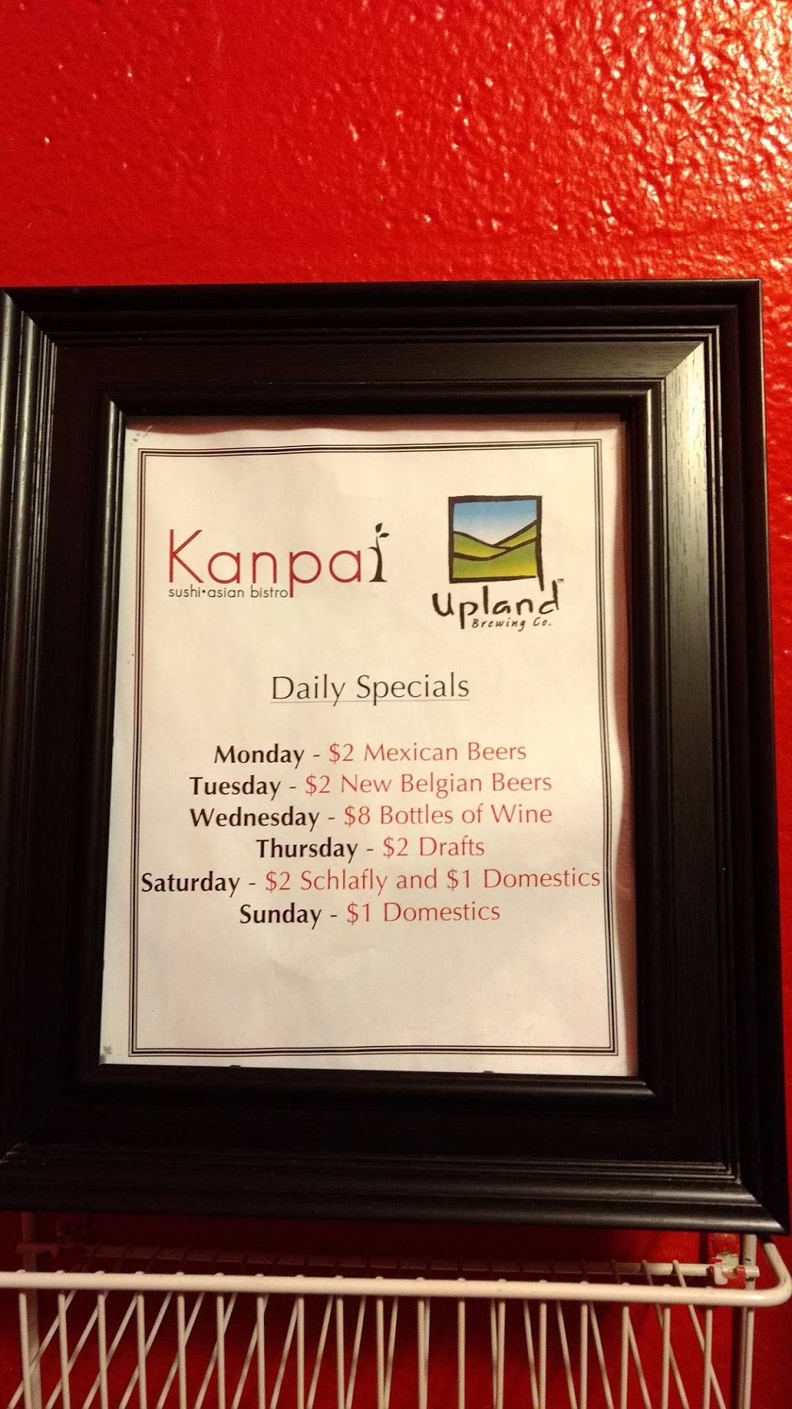 Menu at Kanpai restaurant, Evansville