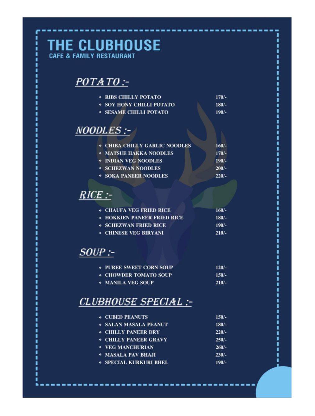 Menu at The Clubhouse Cafe & Banquet, Lounge & Restaurant, Kanpur