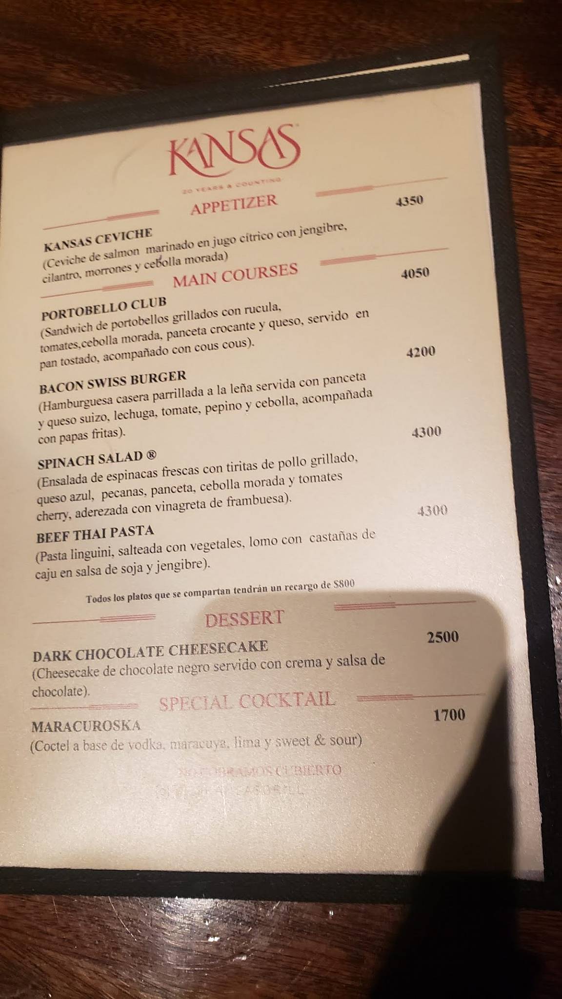 Carta de barbacoa Kansas, Vicente López, Av. del Libertador 105