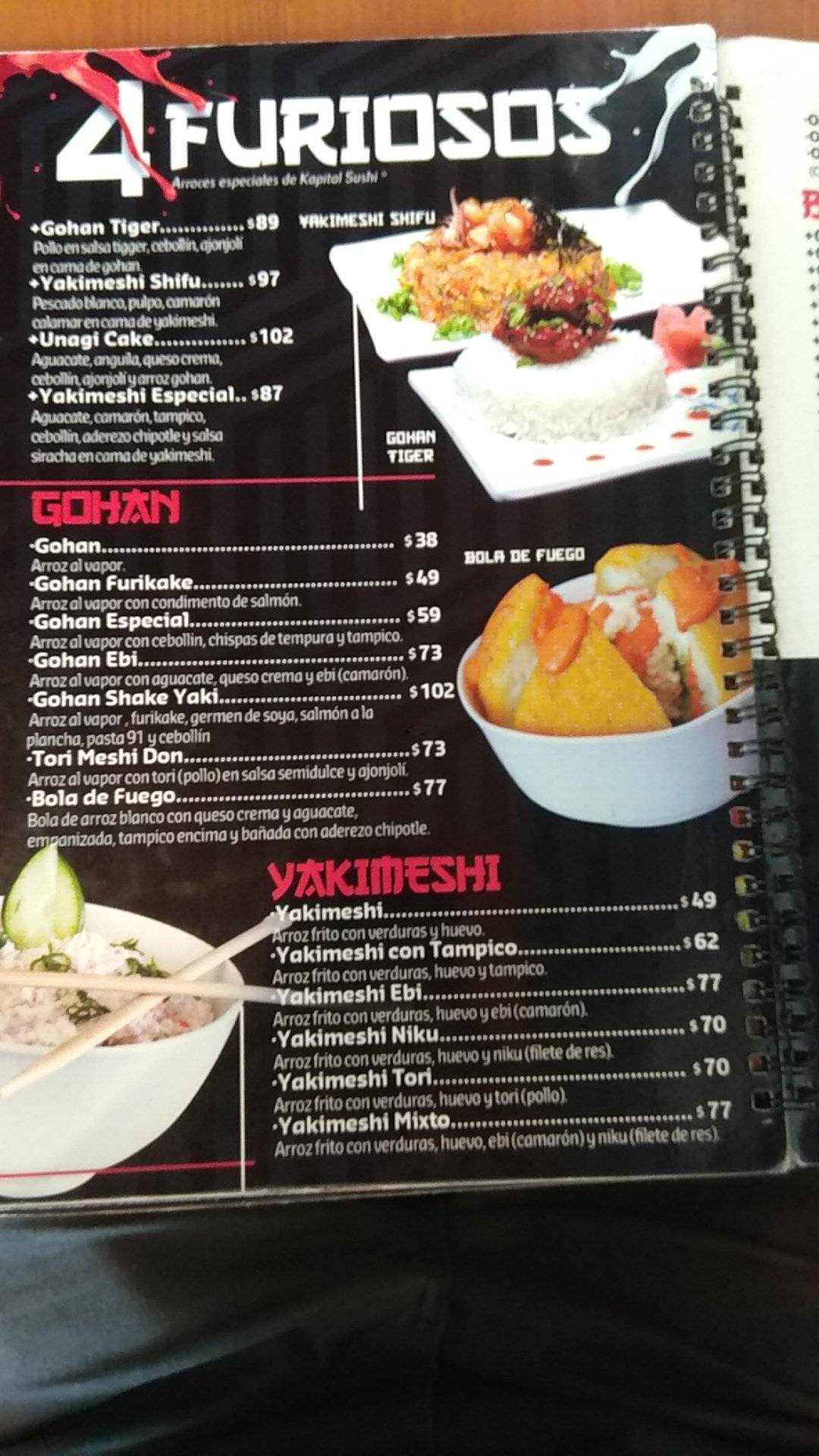 Carta del restaurante Kapital Sushi Oriente, Aguascalientes, Av. del la ...