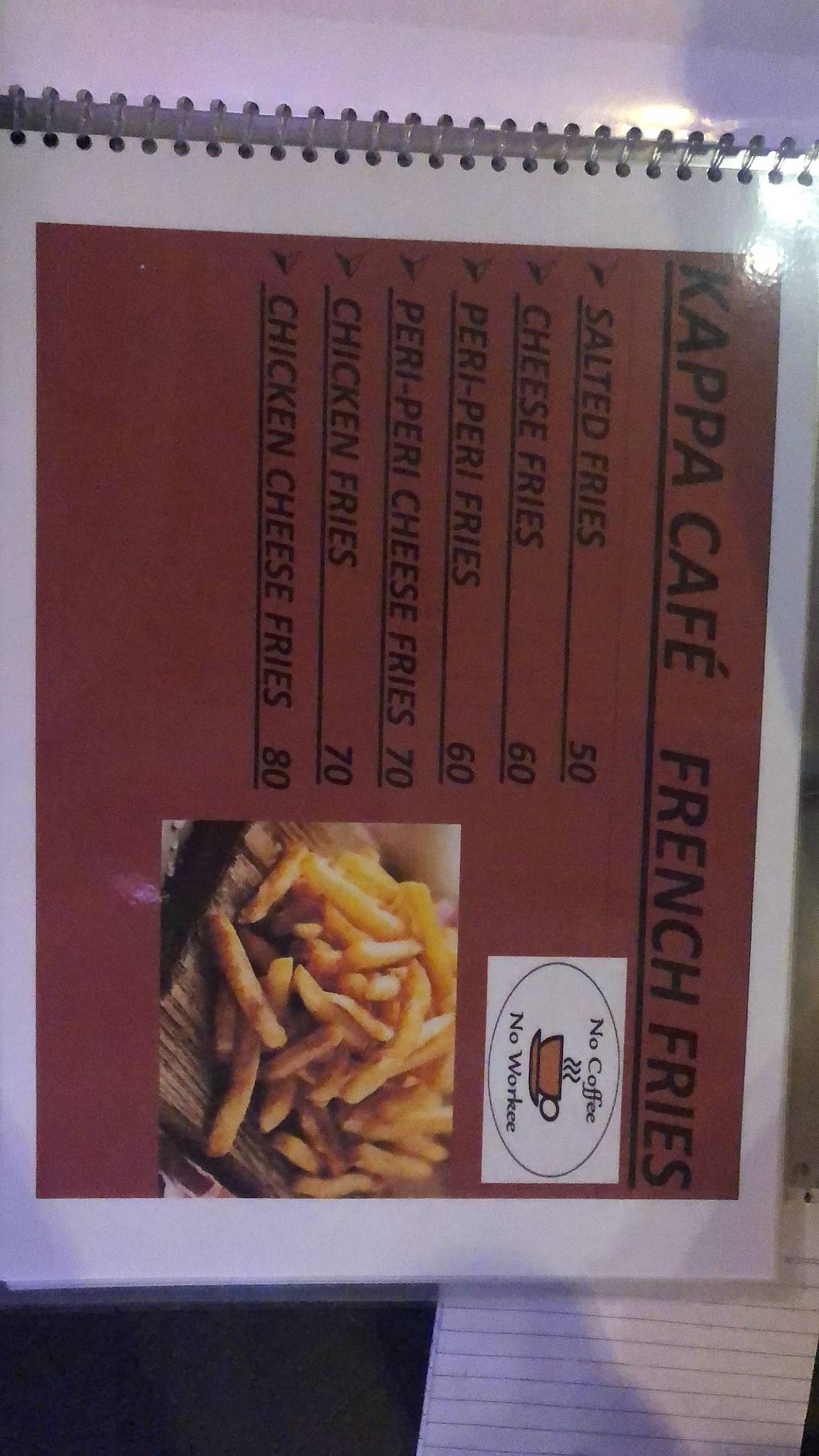 Menu at Kappa Cafe, Bengaluru, reava university