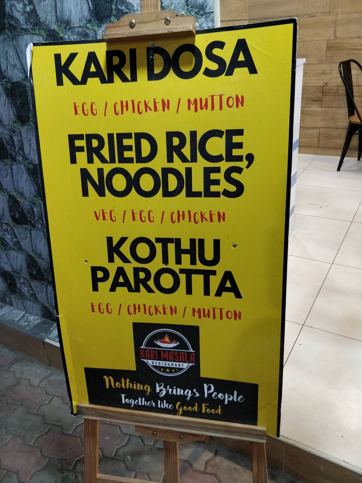Menu at Kari Masala, Chennai