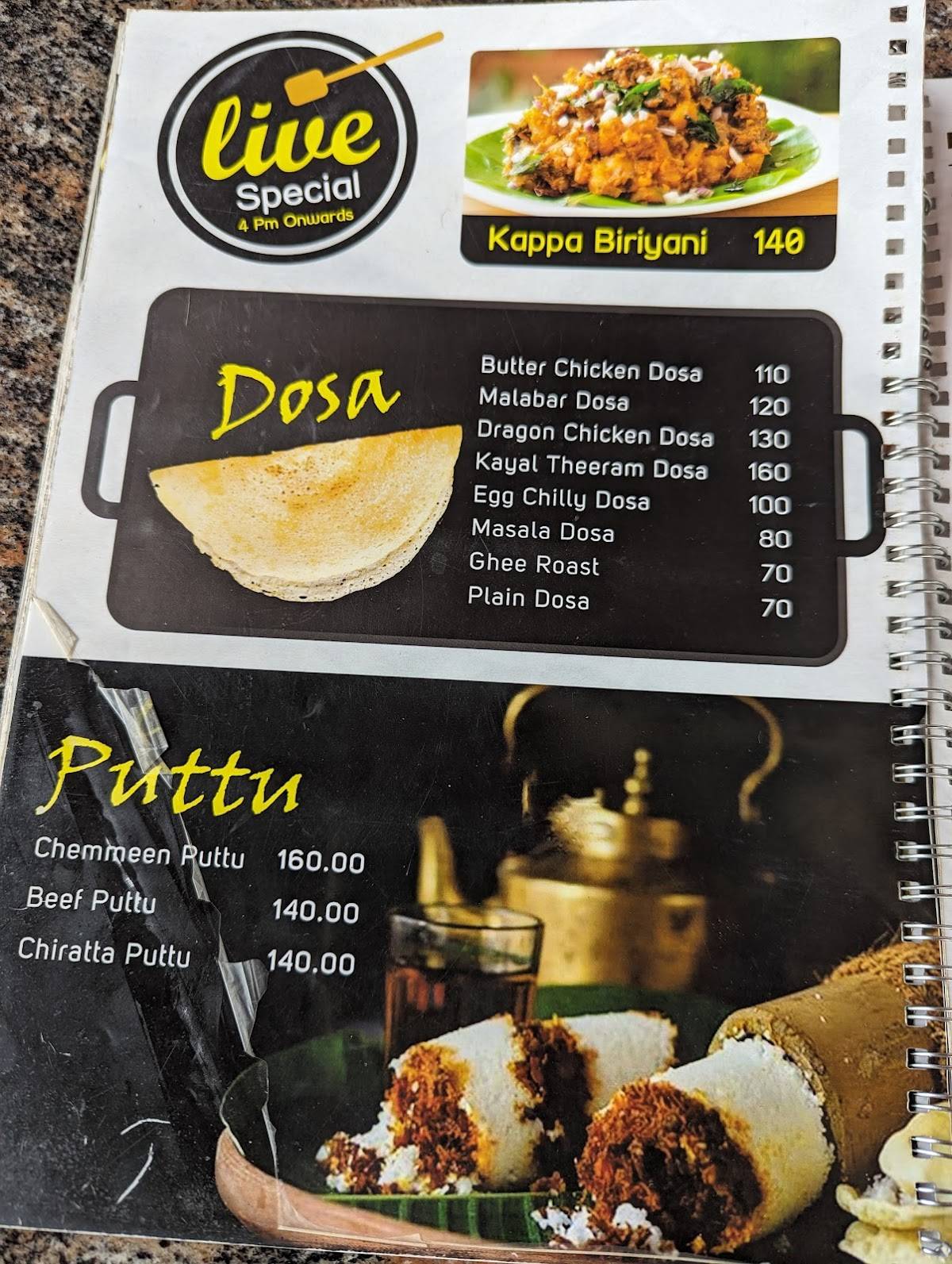 Menu at Kayal Theeram Restaurant, India