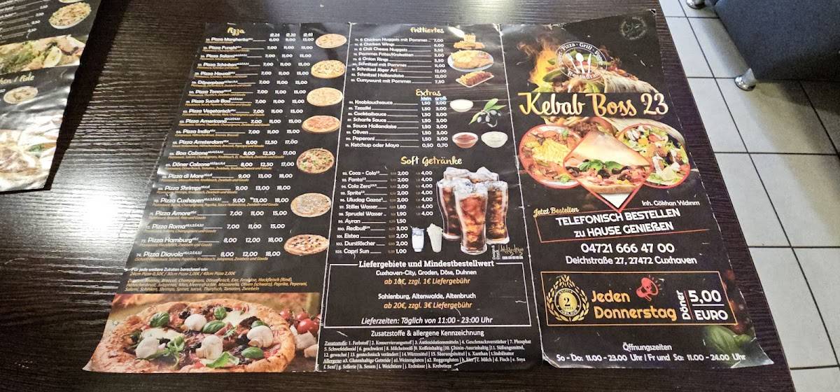 Speisekarte von Kebab Boss 23 restaurant, Cuxhaven