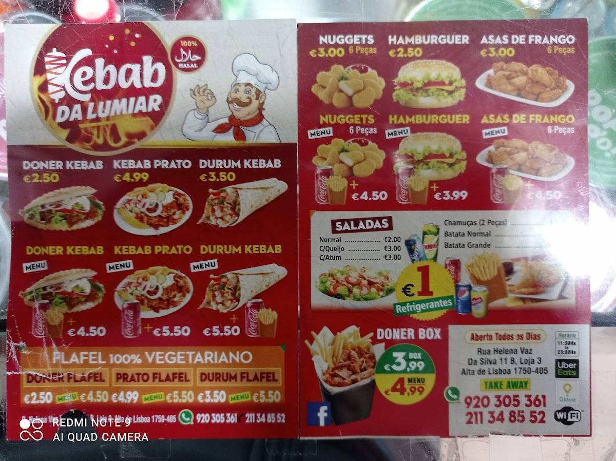Menu em Kebab do Lumiar restaurante, Lisboa