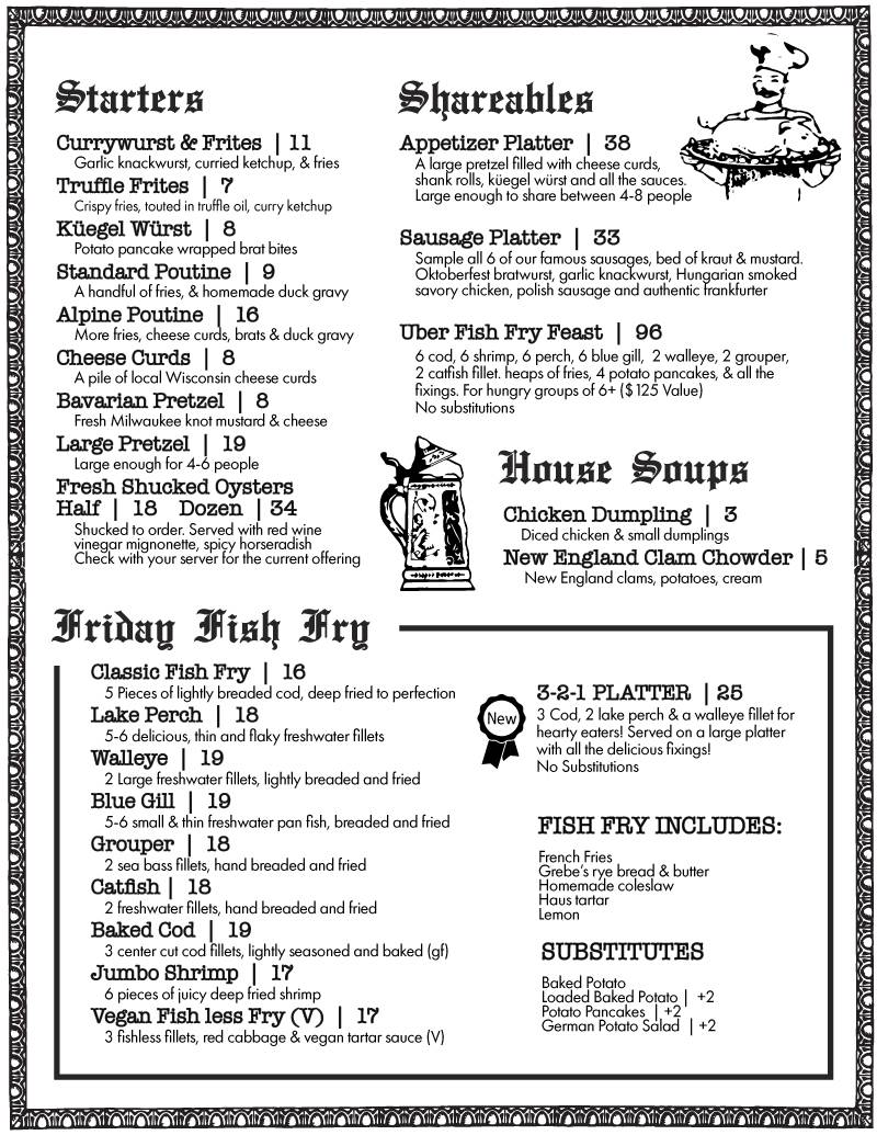 Menu at Kegel's Inn restaurant, West Allis