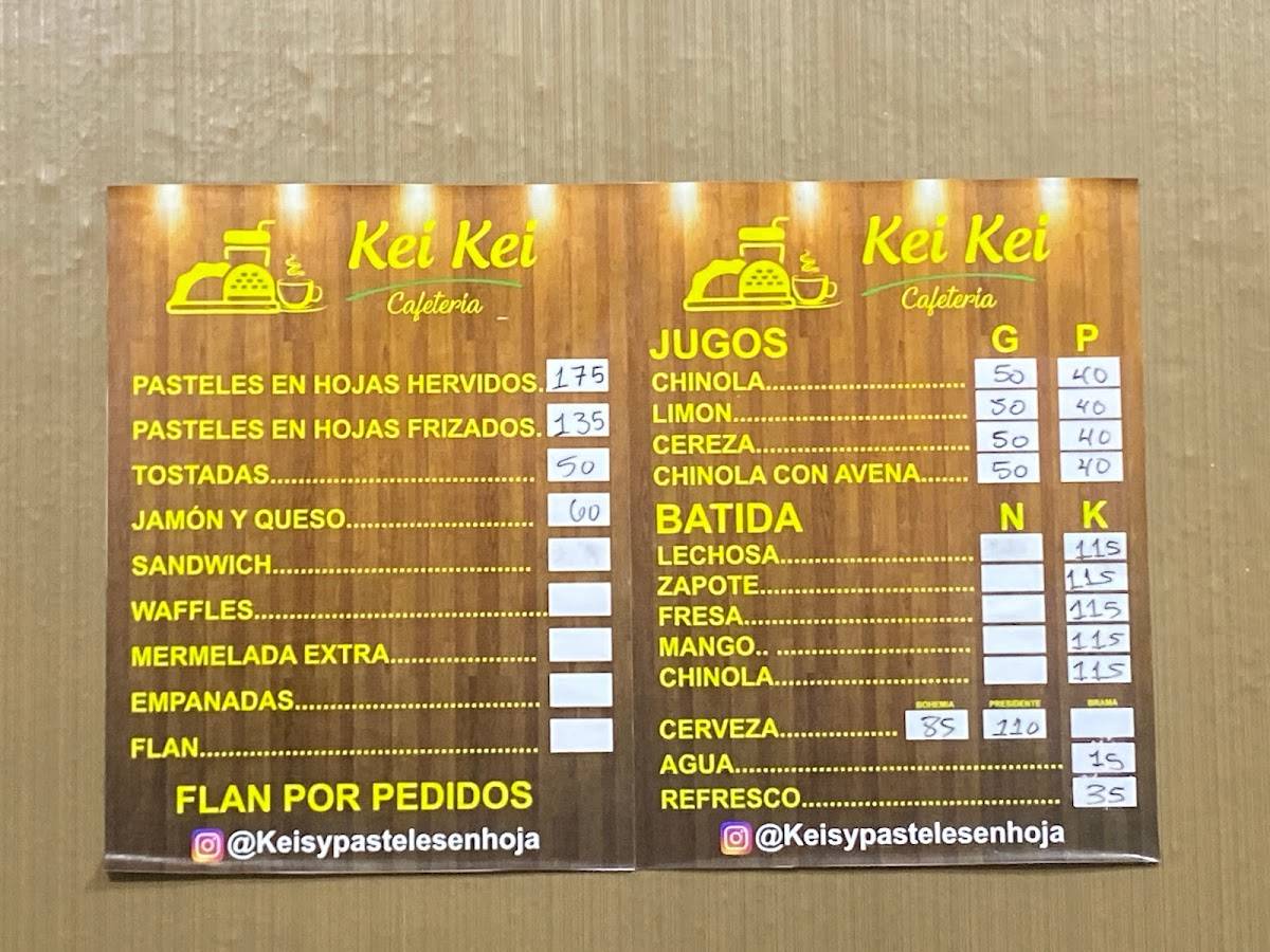 Menu at Kei kei Pasteles en Hojas, Santo Domingo Este